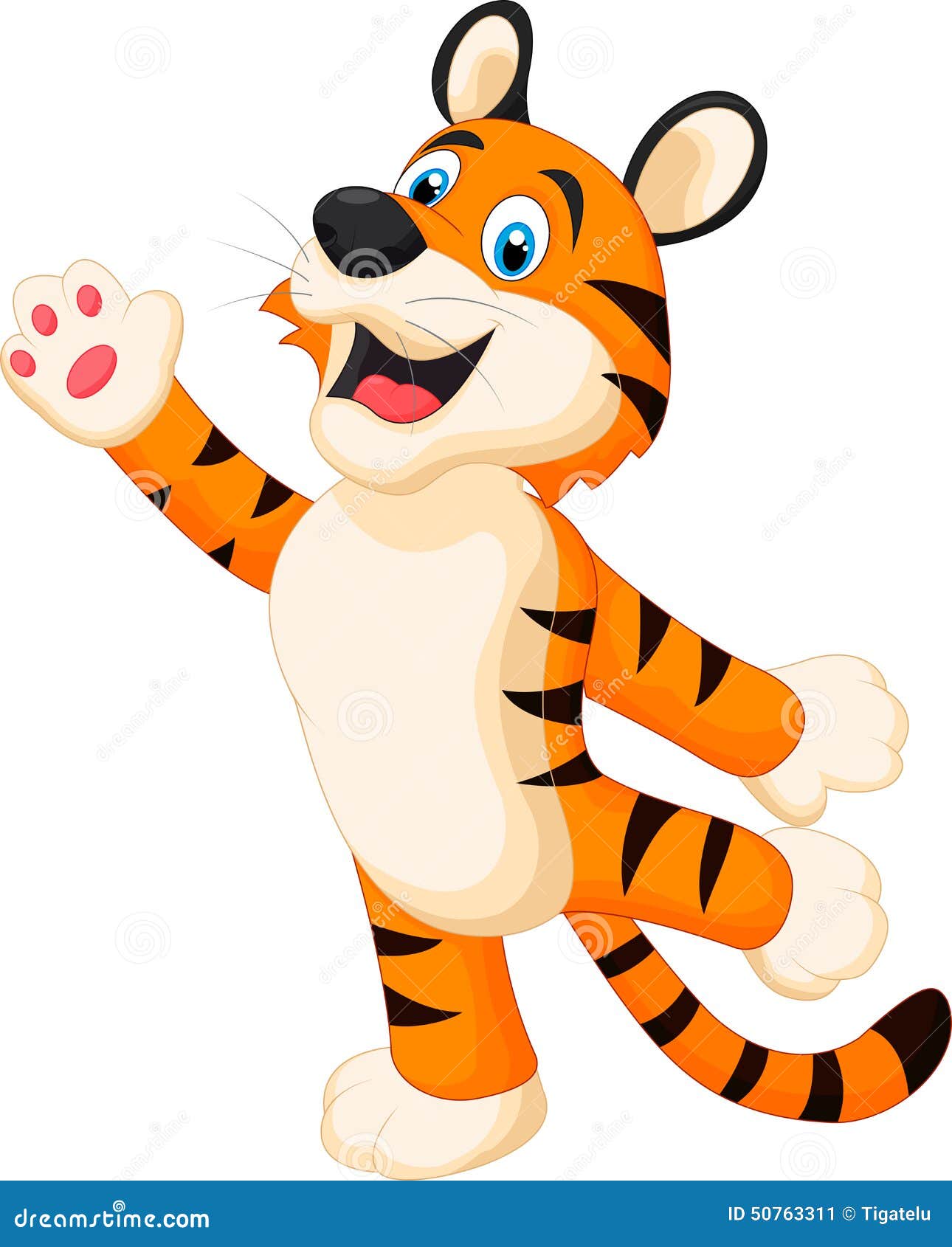 Happy cartoon tiger posing stock vector. Illustration of gesture - 50763311