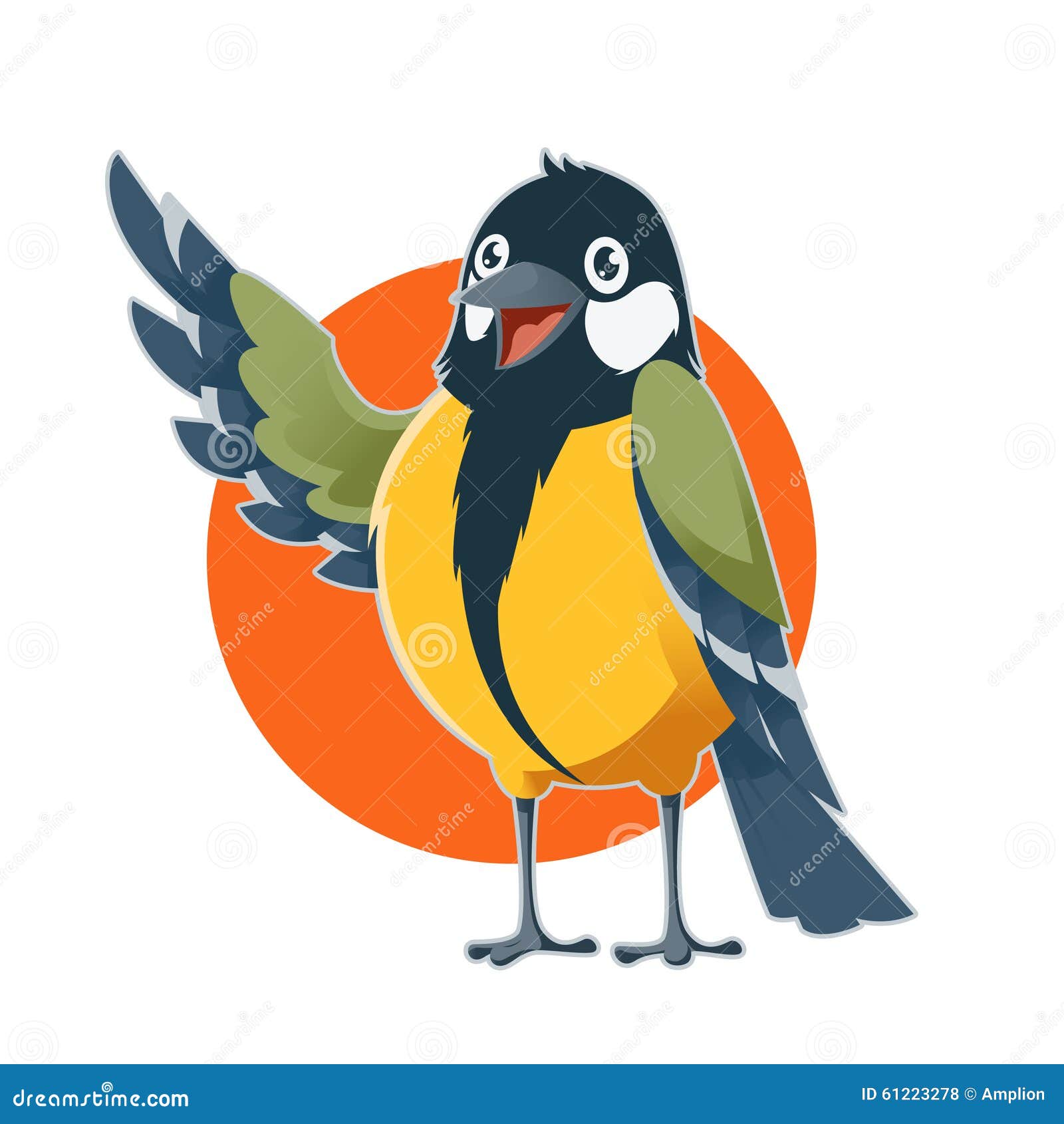 Happy cartoon Titmouse stock vector. Illustration of cartoon - 61223278