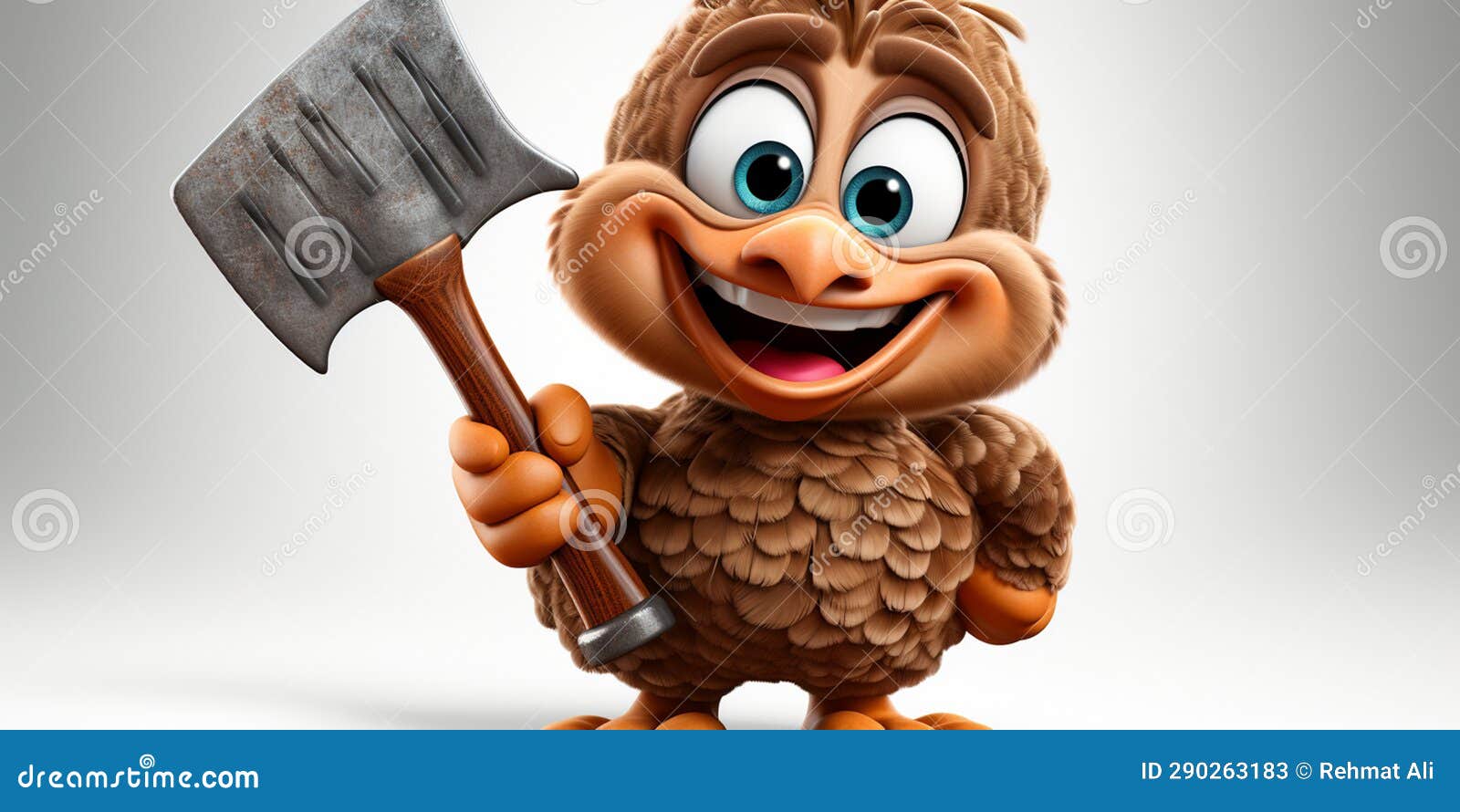 Happy Cartoon Turkey Holding Axe Stock Image - Image of fowl, logotype ...