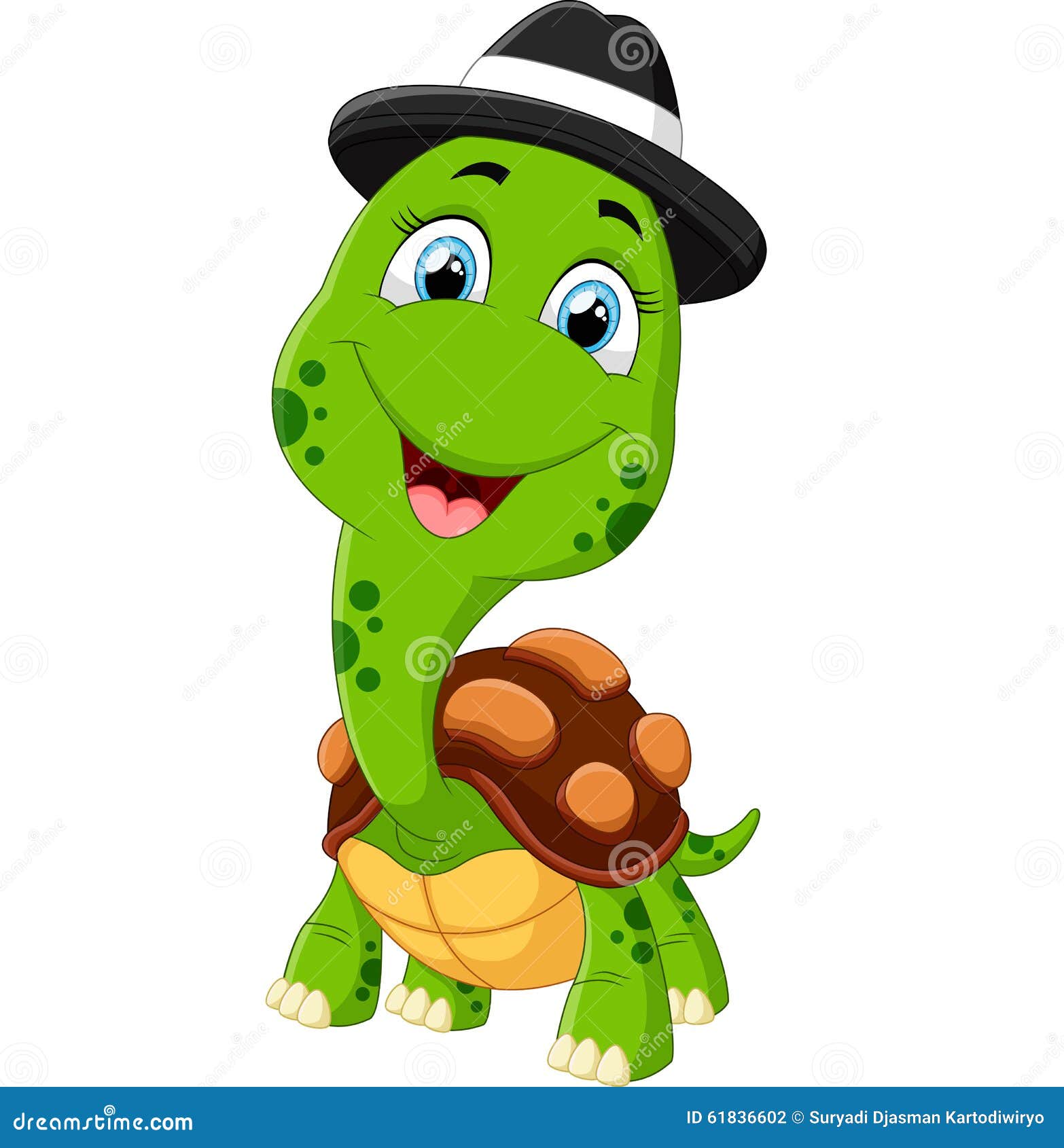 Happy cartoon turtle stock illustration. Illustration of aquatic - 61836602
