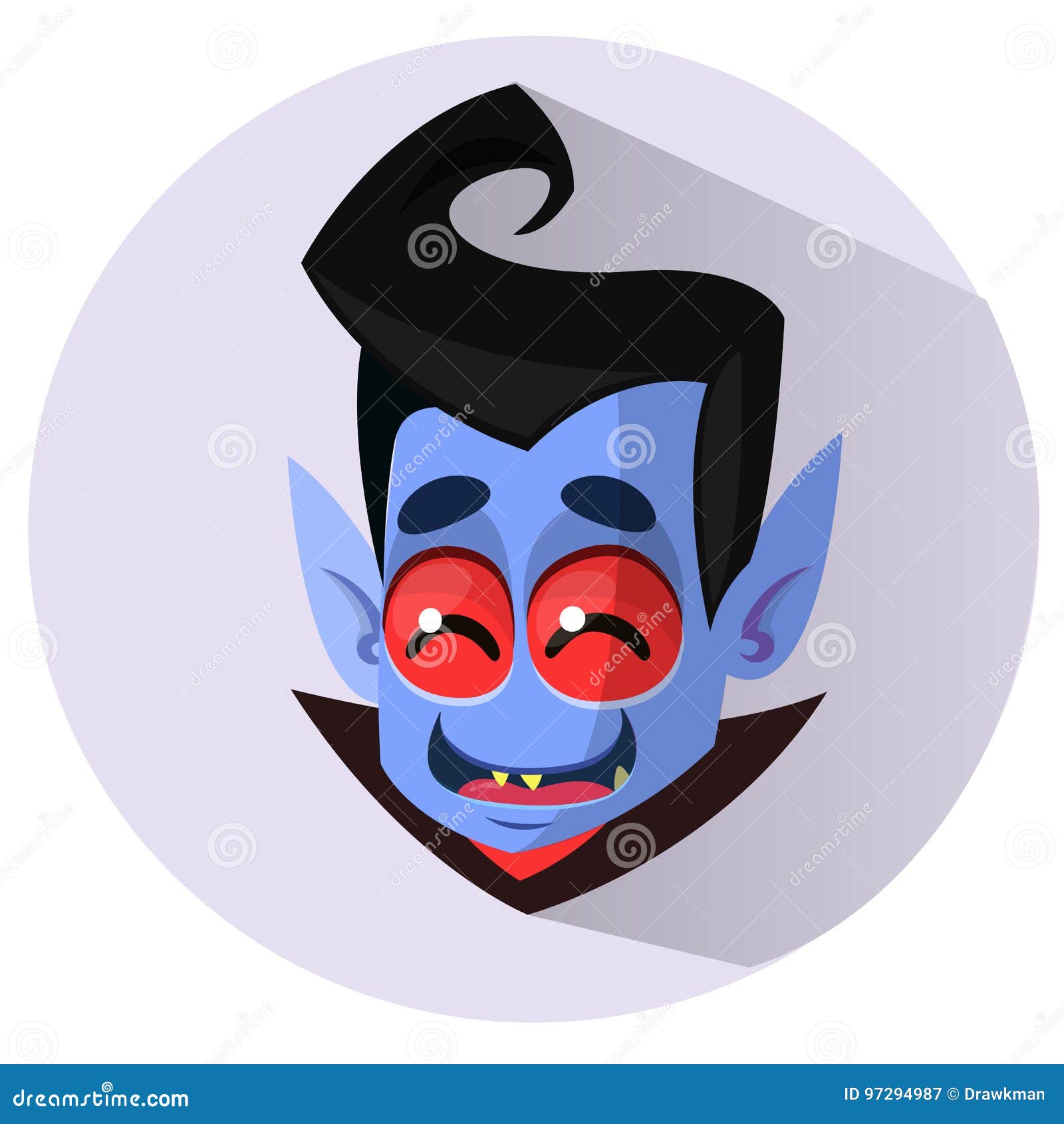 Happy Cartoon Vampire Head Icon. Vector Illustration. Stock Vector ...