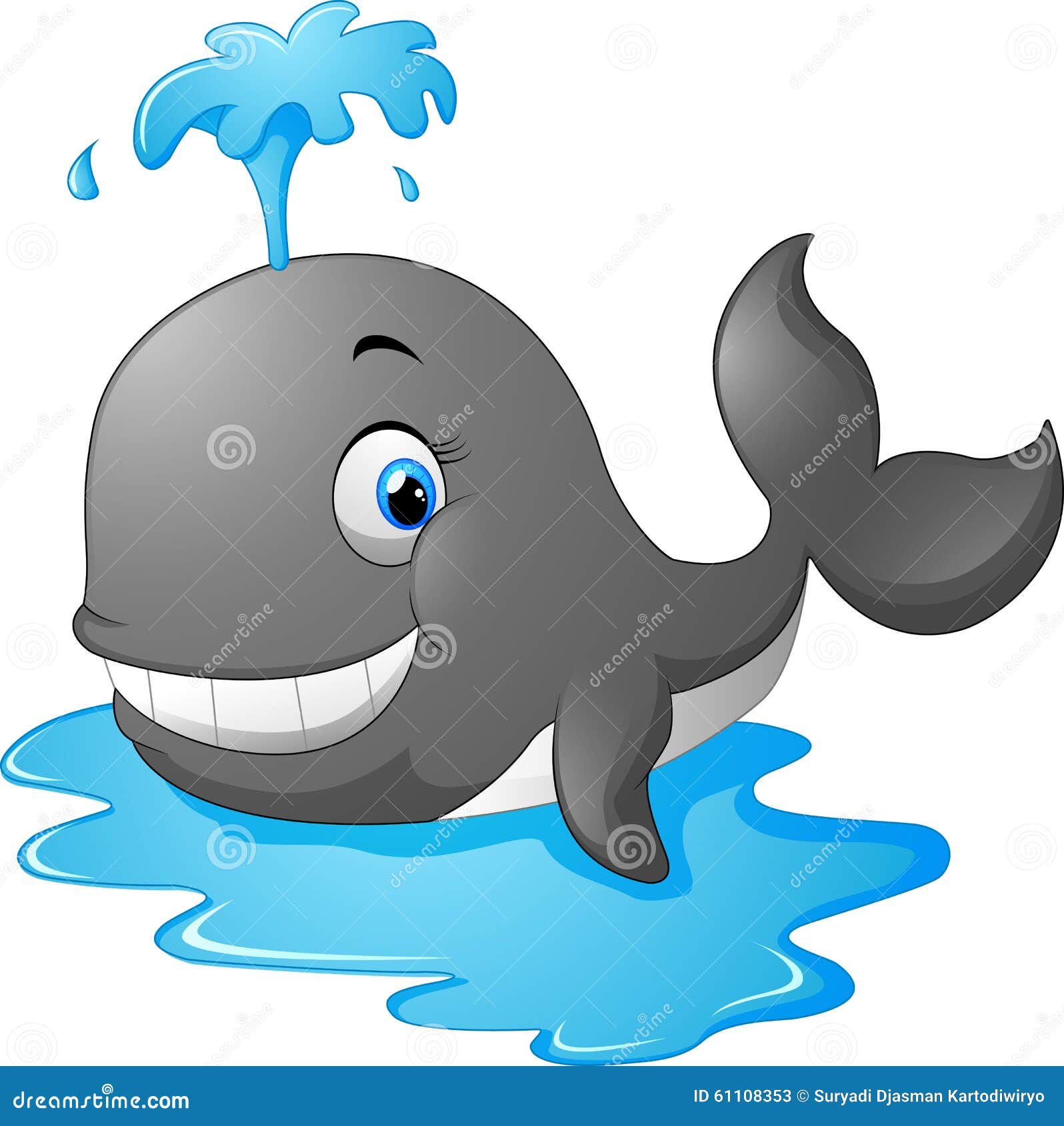 Happy cartoon whale stock illustration. Illustration of ocean - 61108353