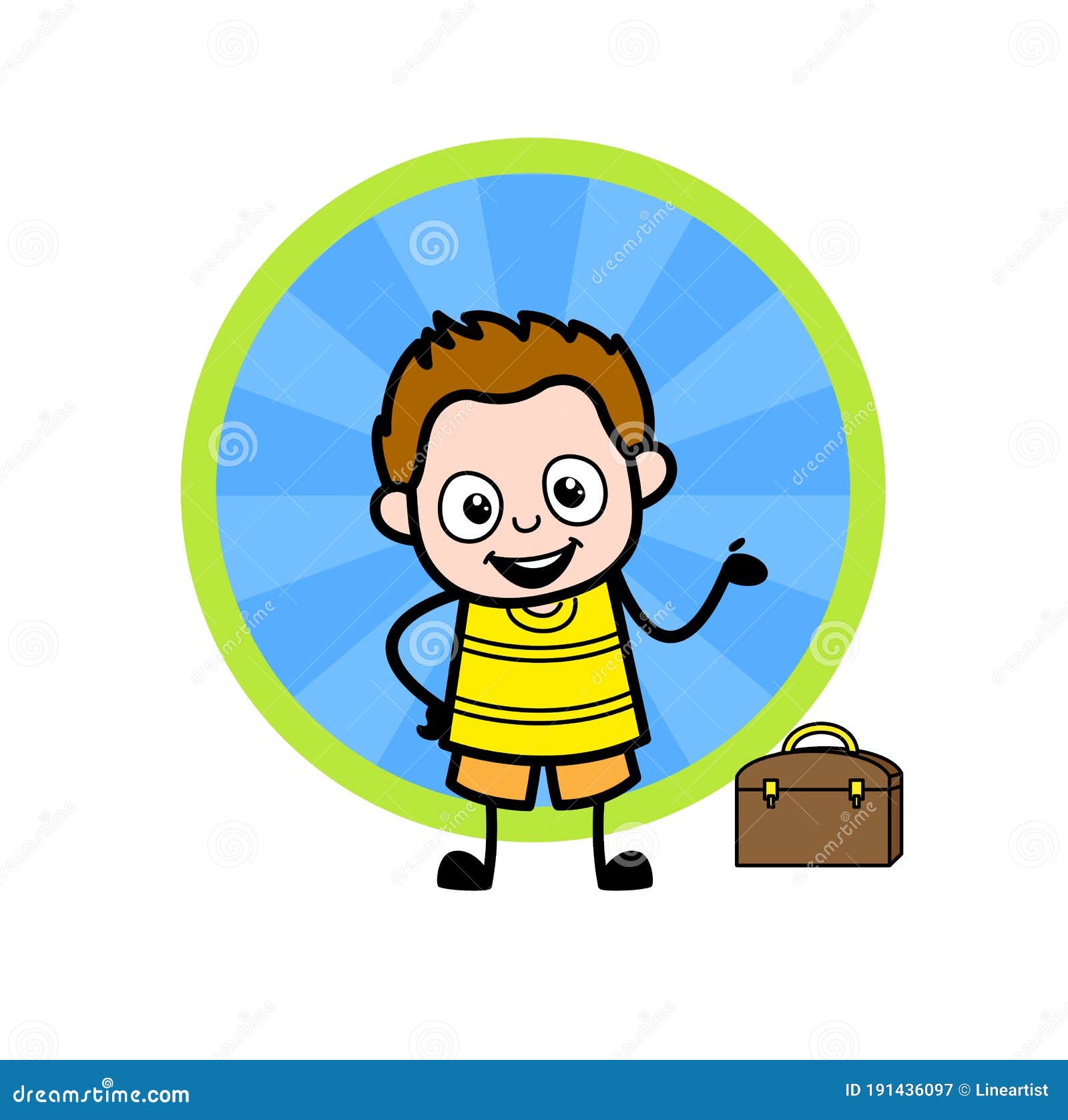 Happy Cartoon Young Boy Presenting Stock Illustration - Illustration of ...