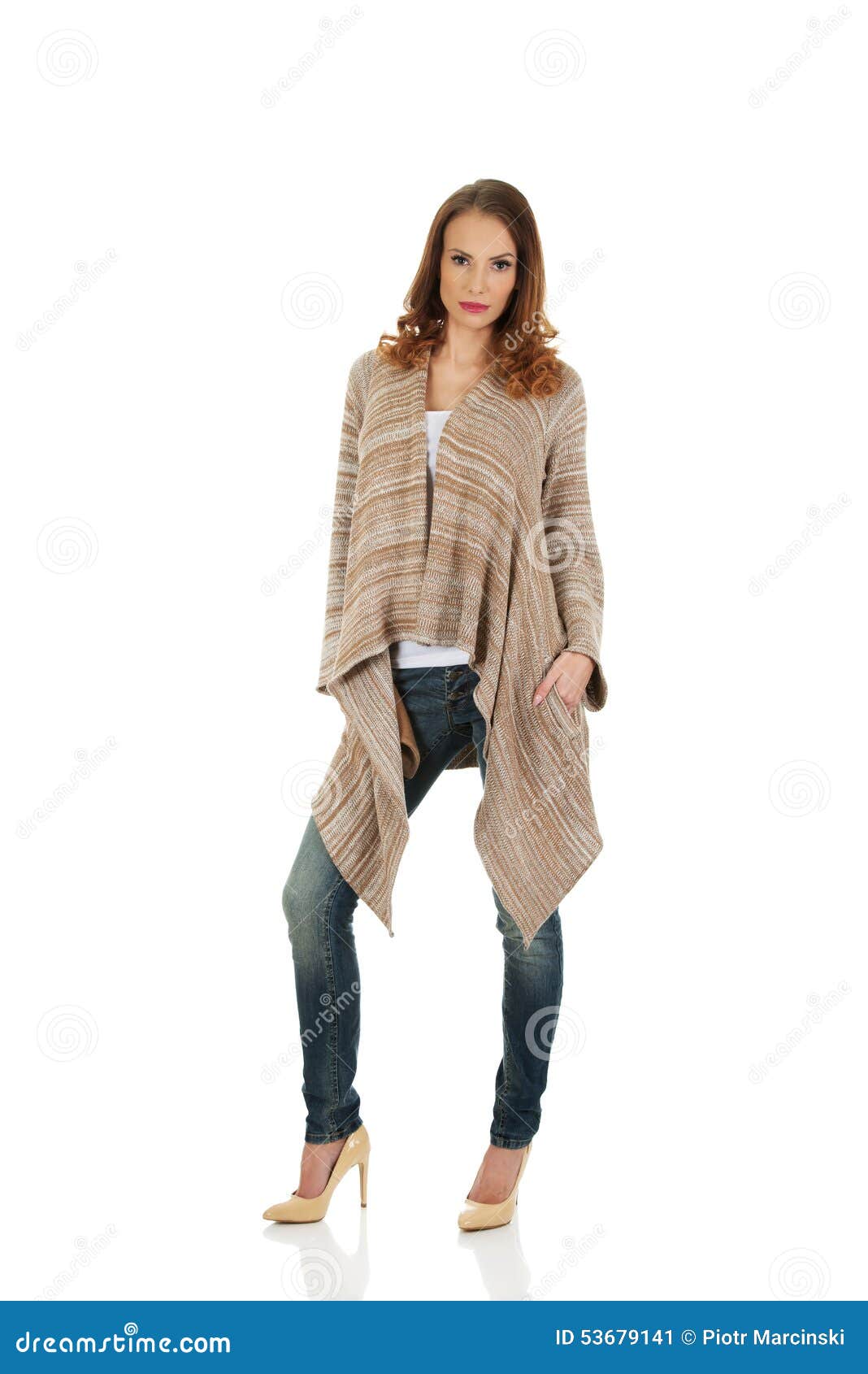 Happy Casual Woman Standing. Stock Image - Image of relaxing, joyful ...