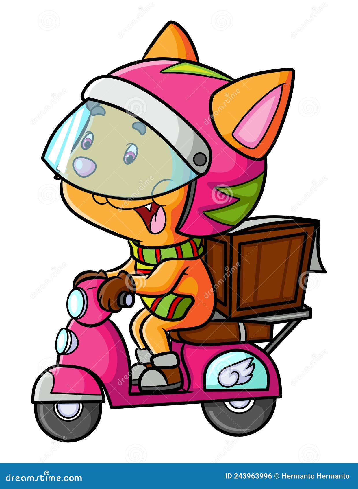 The Happy Cat Courier is Delivering the Package Stock Vector ...