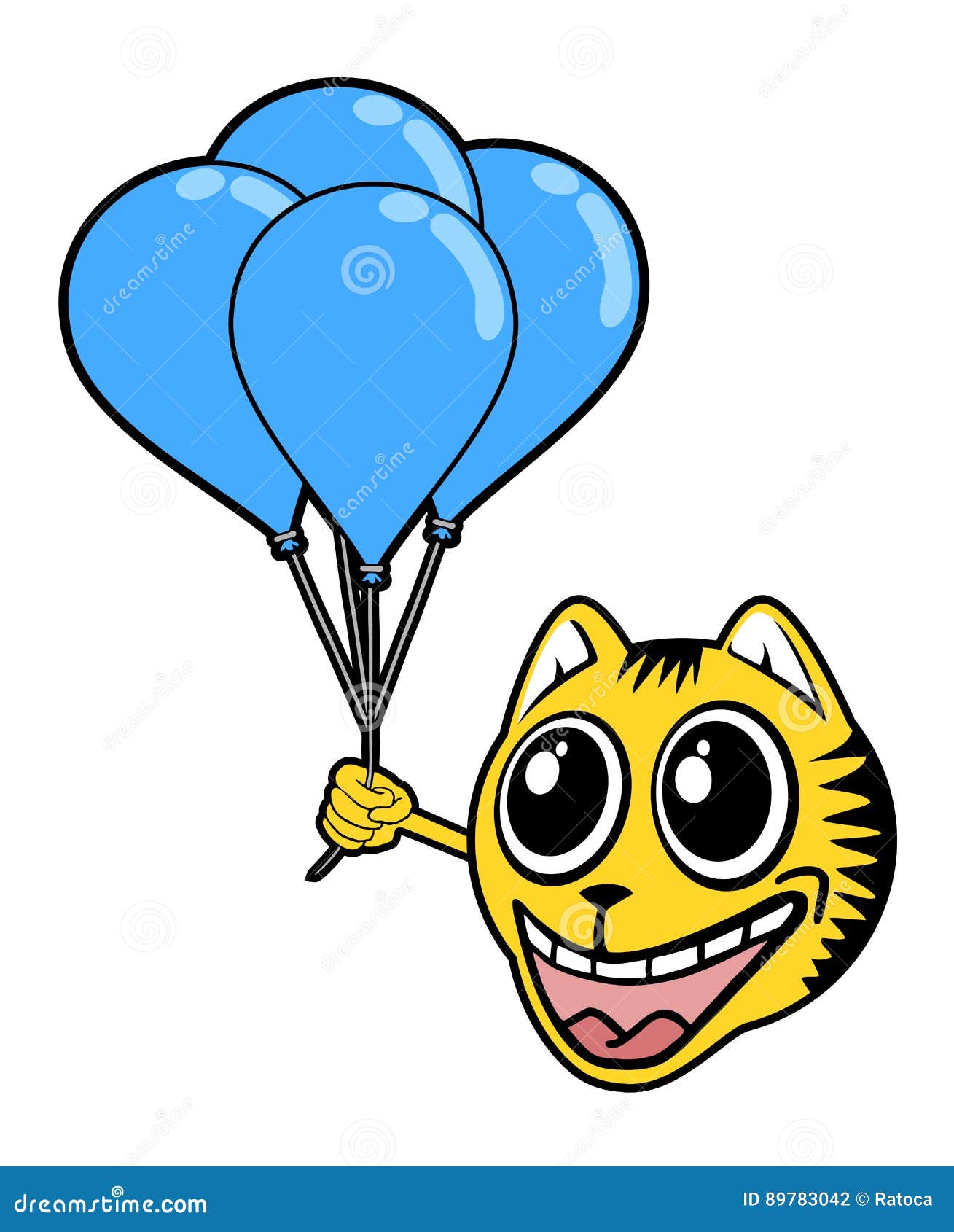 Happy Cat Face with Balloons Stock Vector - Illustration of festive ...