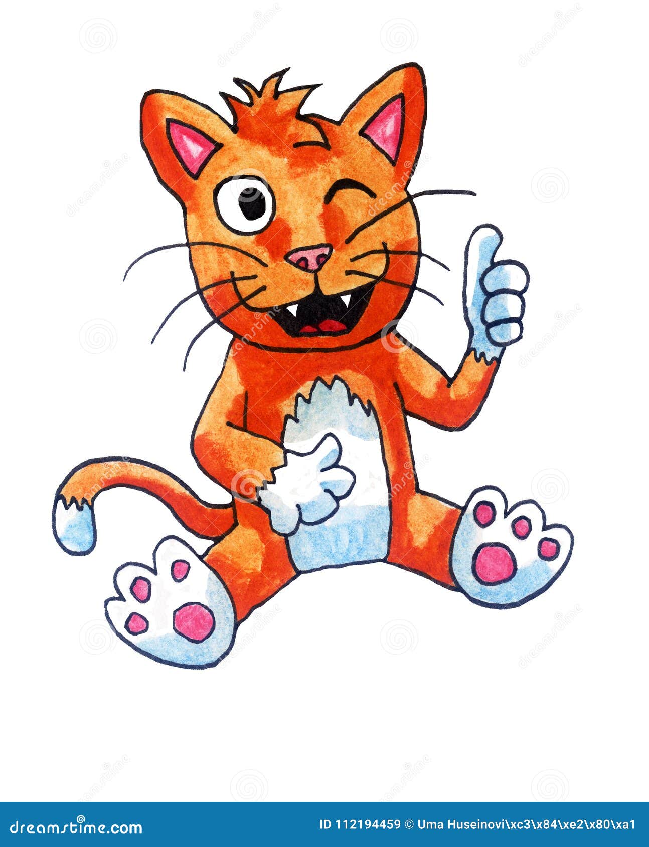 Happy Cat Giving a Like stock illustration. Illustration of ginger ...