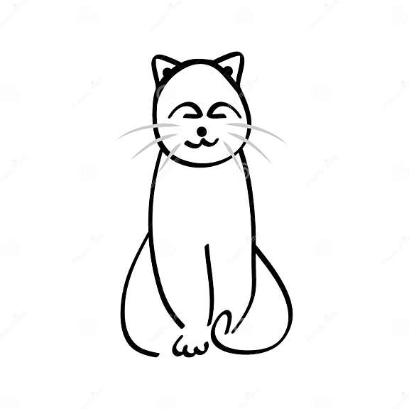 Happy cat of the lines stock vector. Illustration of shape - 89609778