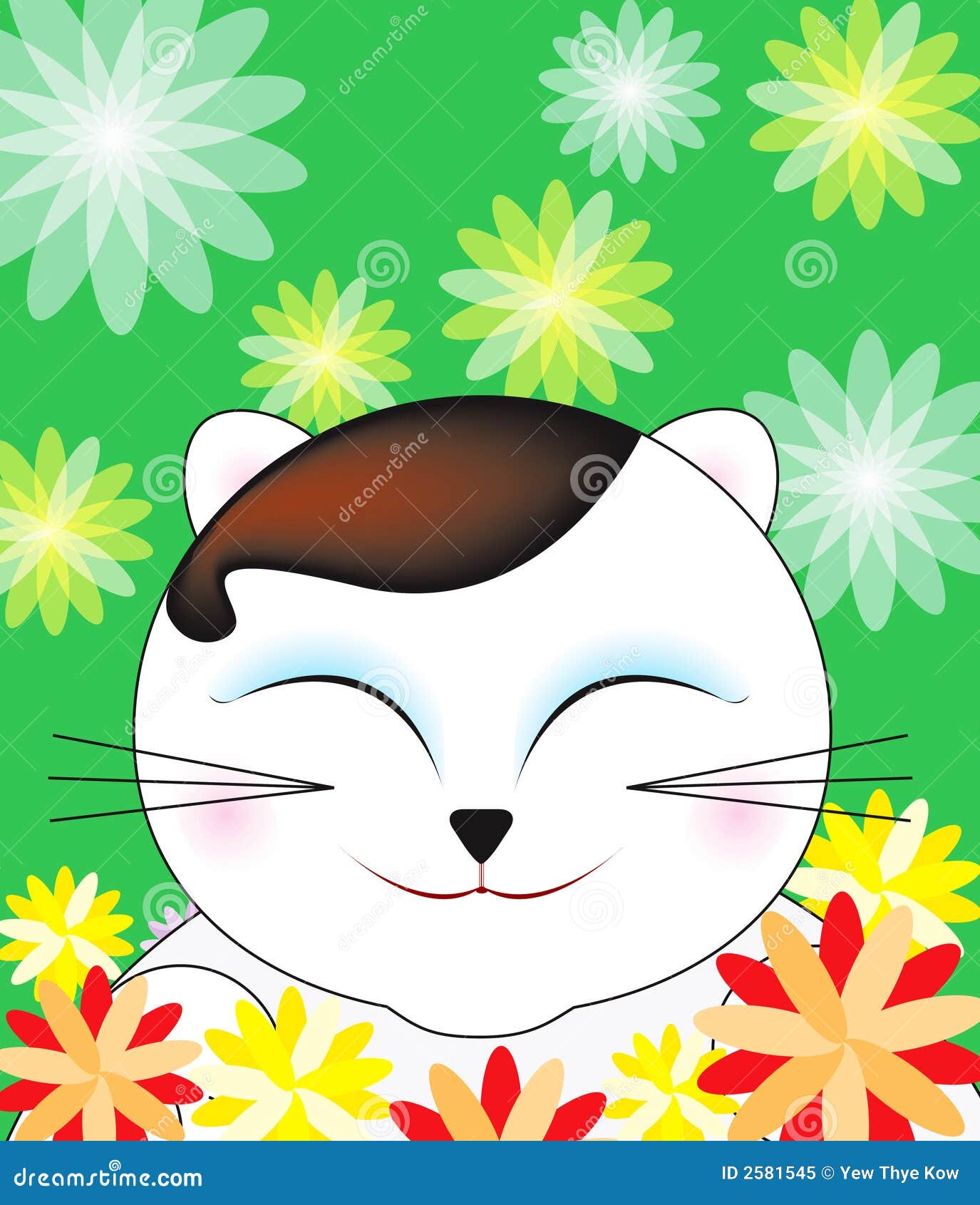 Happy Cat Portrait stock vector. Illustration of drawing - 2581545