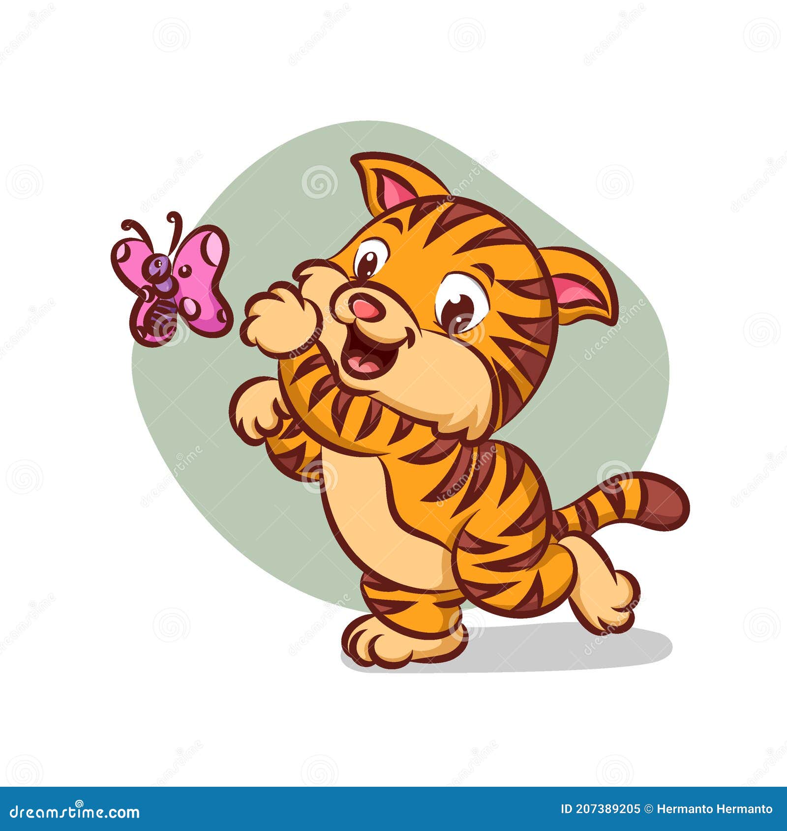 The Happy Cat is Running and Catching with Beautiful Butterfly Stock ...