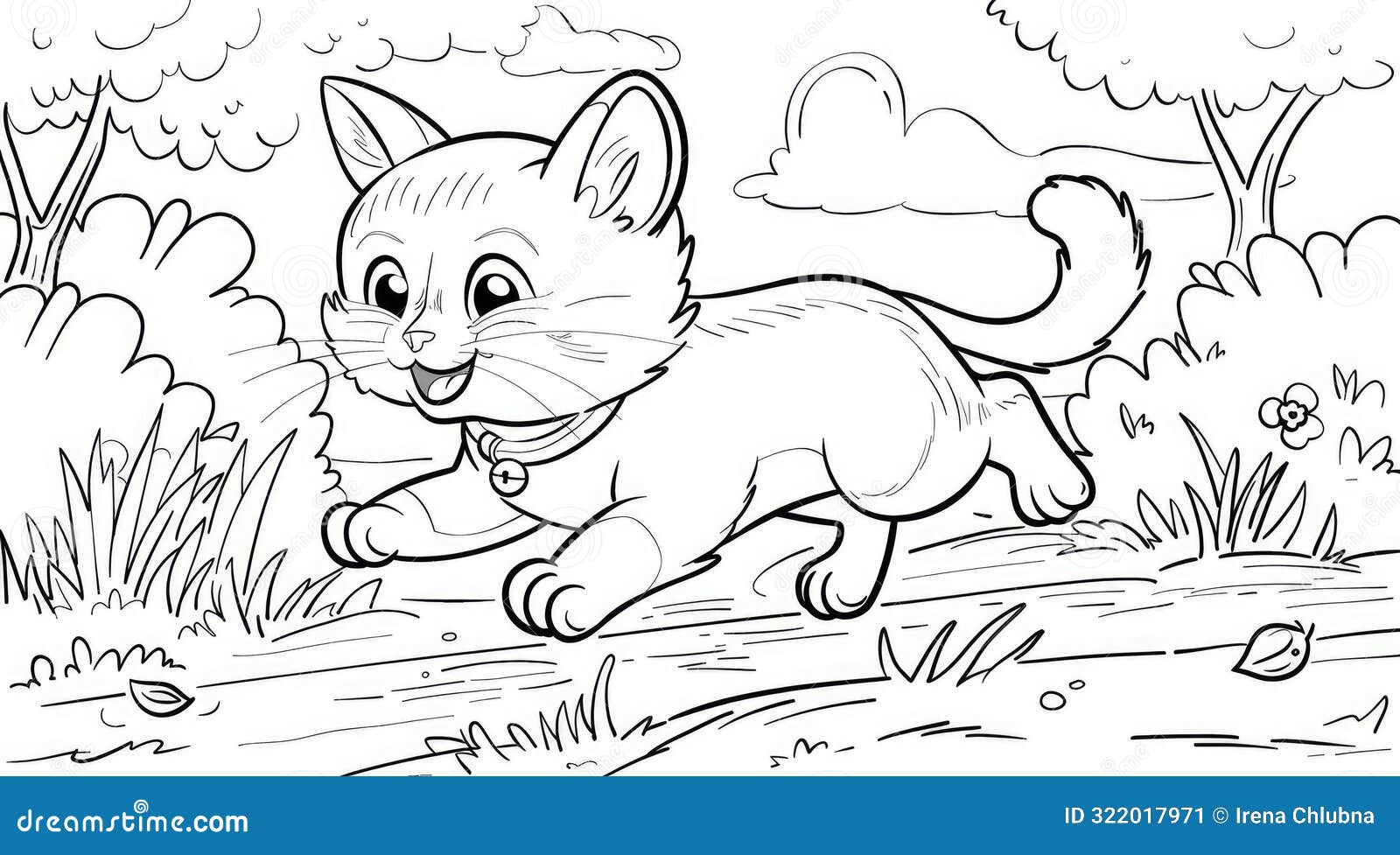 Happy Cat Running in a Sketch Style Stock Illustration - Illustration ...