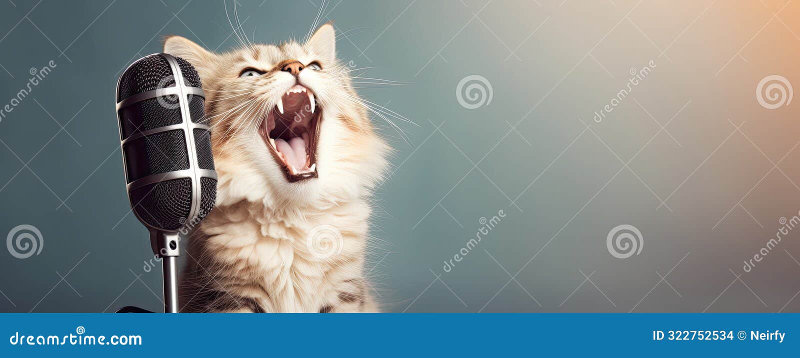 Yawning Or Singing 2d Cat Illustration. Black And Yellow, Horizontal ...
