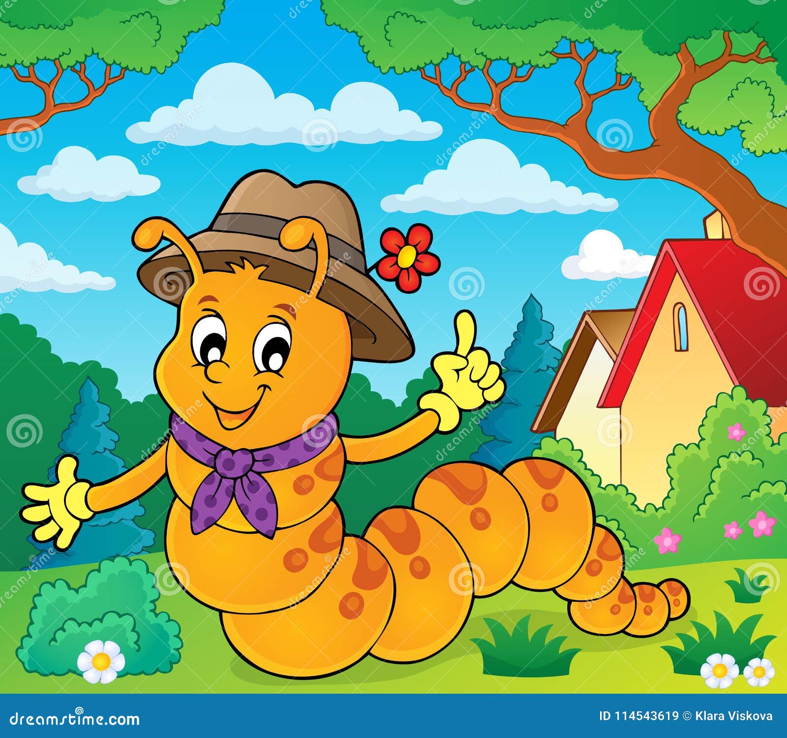 Happy Caterpillar Theme Image 2 Stock Vector - Illustration of meadow ...