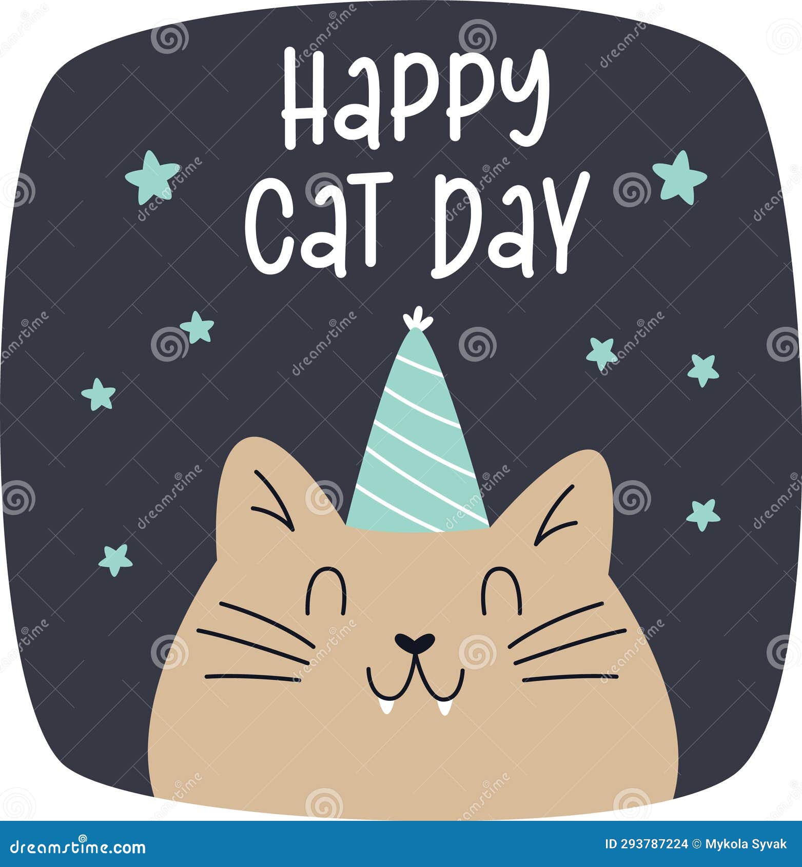 Happy Cats Day Sticker stock vector. Illustration of funny - 293787224