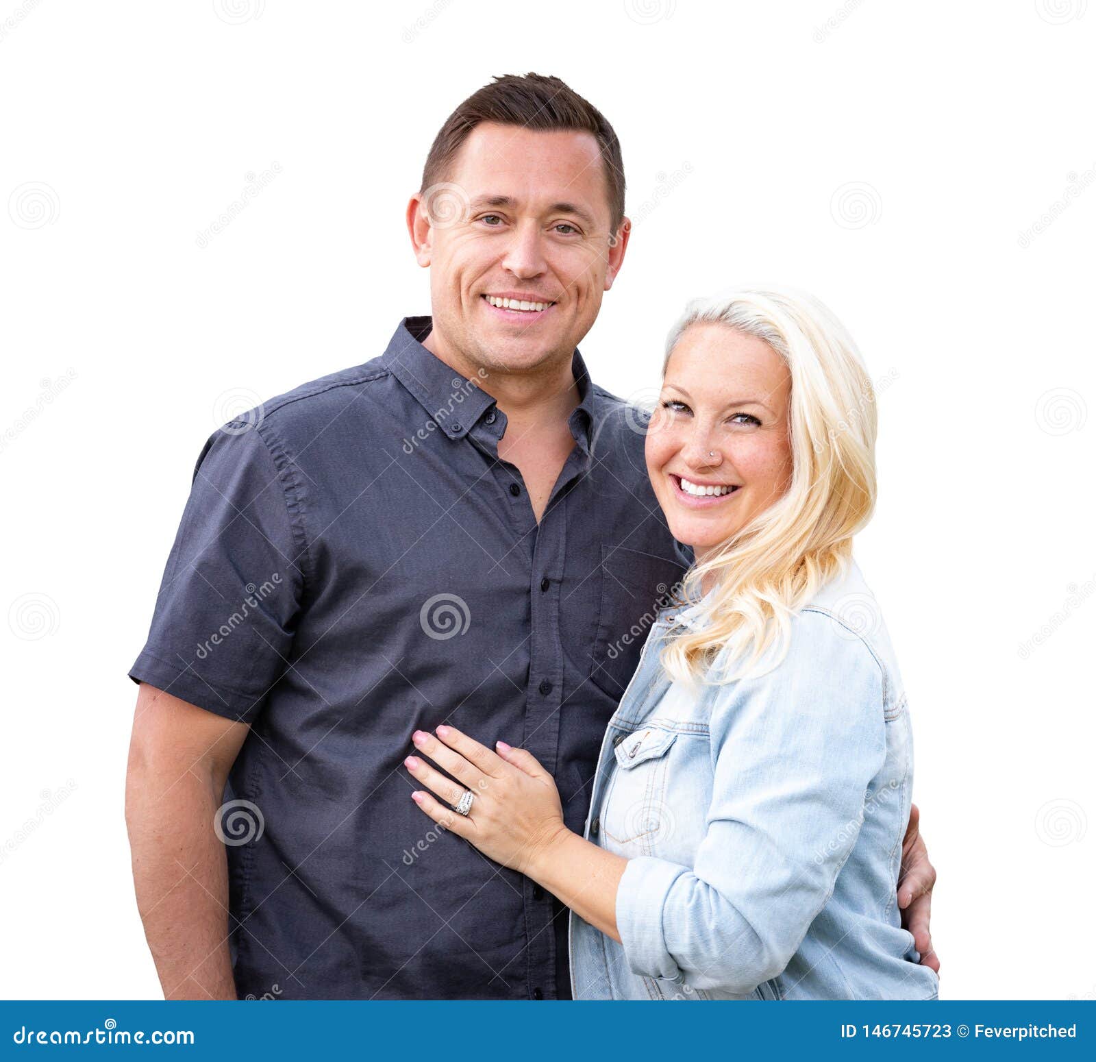 Happy Caucasian Couple Isolated on White Background Stock Image - Image ...