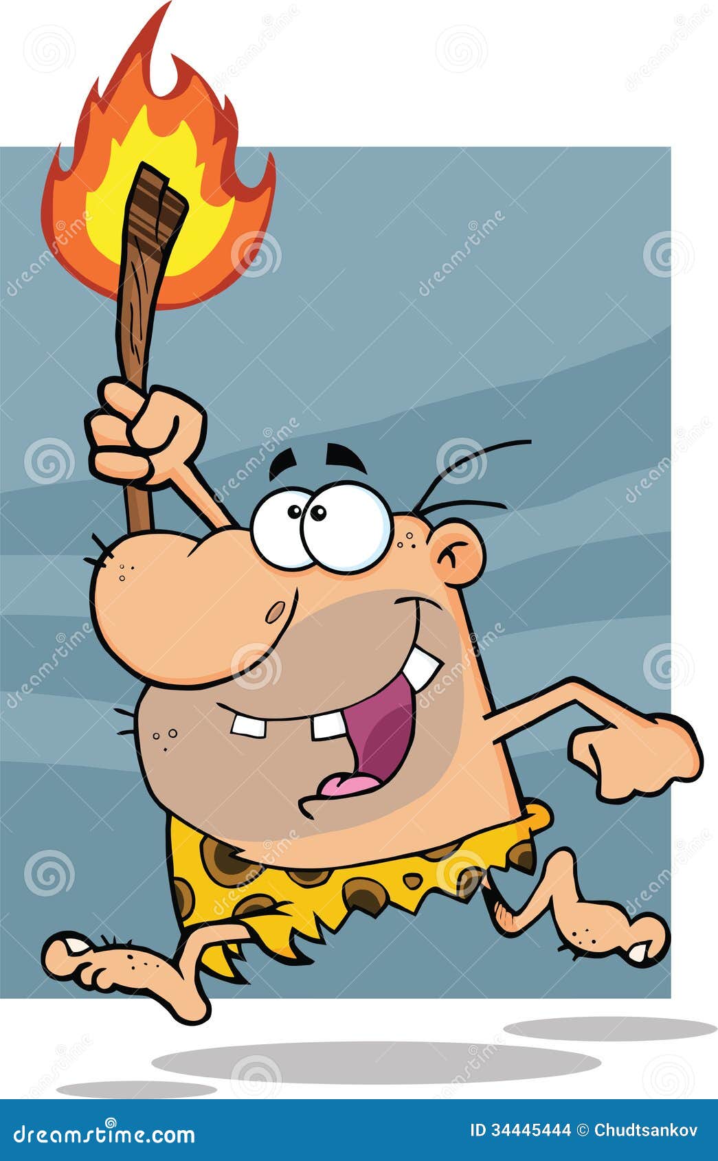 Happy Caveman Character Running with a Torch Stock Vector ... Happy Caveman Character Running with a Torch Stock Vector ...