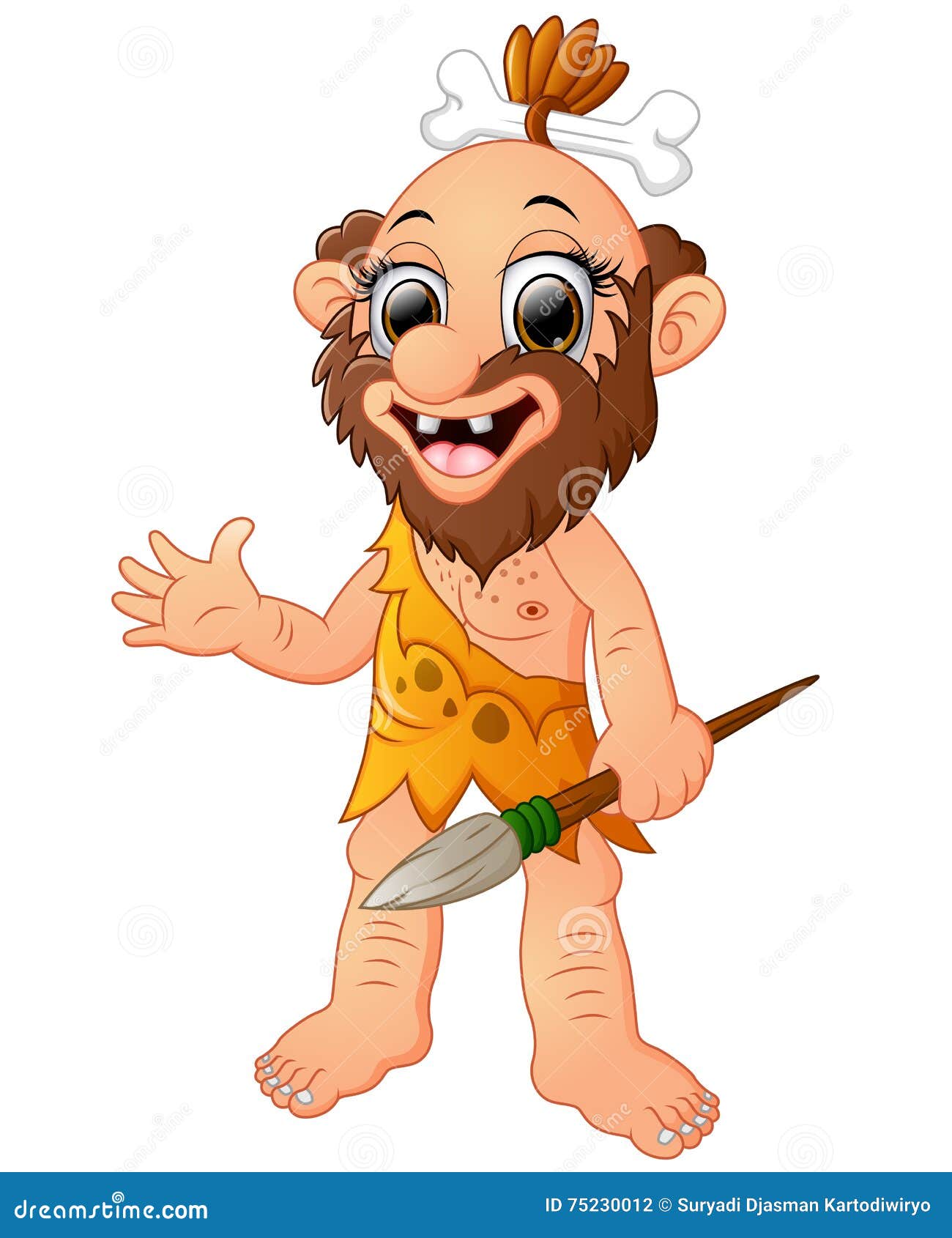 Happy Cavemen Cartoon Presenting Stock Vector - Illustration of ancient ...