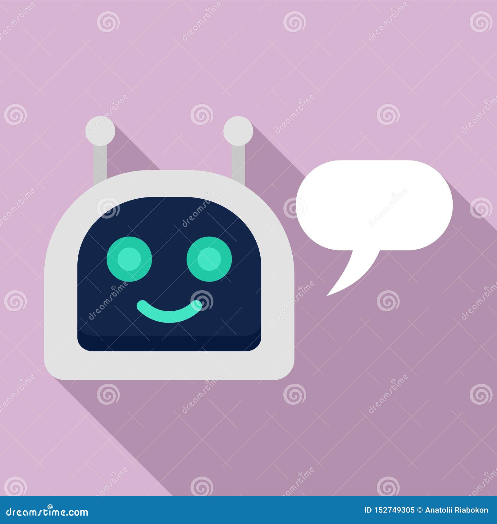 Happy Chatbot Icon, Flat Style Stock Vector - Illustration of design ...