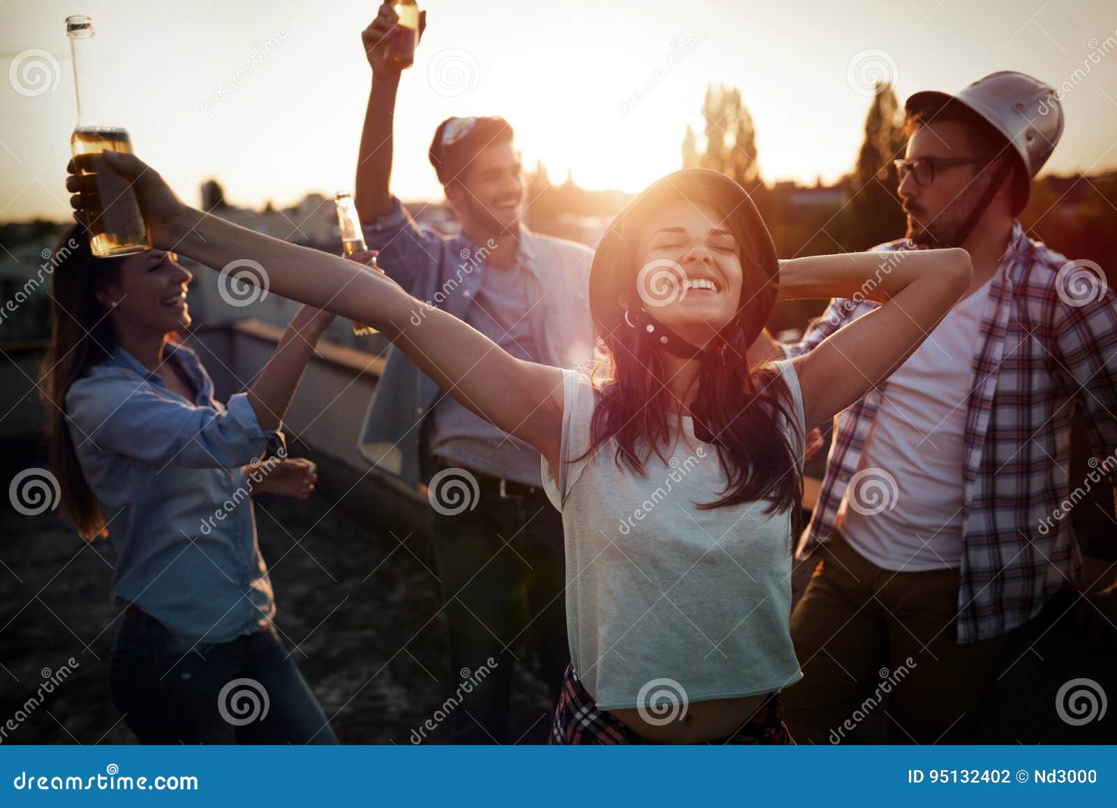 Happy Cheerful Friends Spending Fun Times Together Stock Photo - Image ...