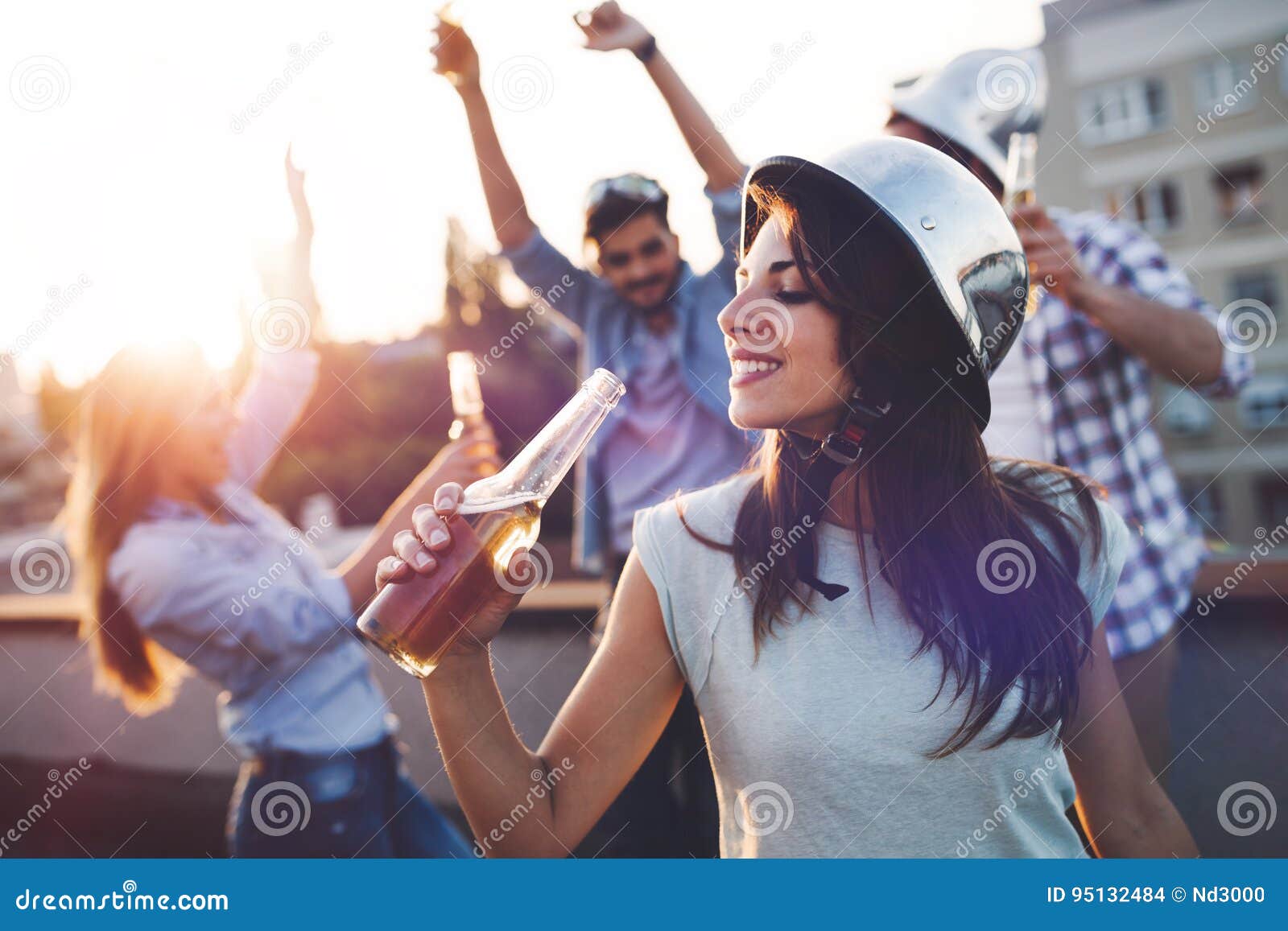 Happy Cheerful Friends Spending Fun Times Together Stock Photo - Image ...