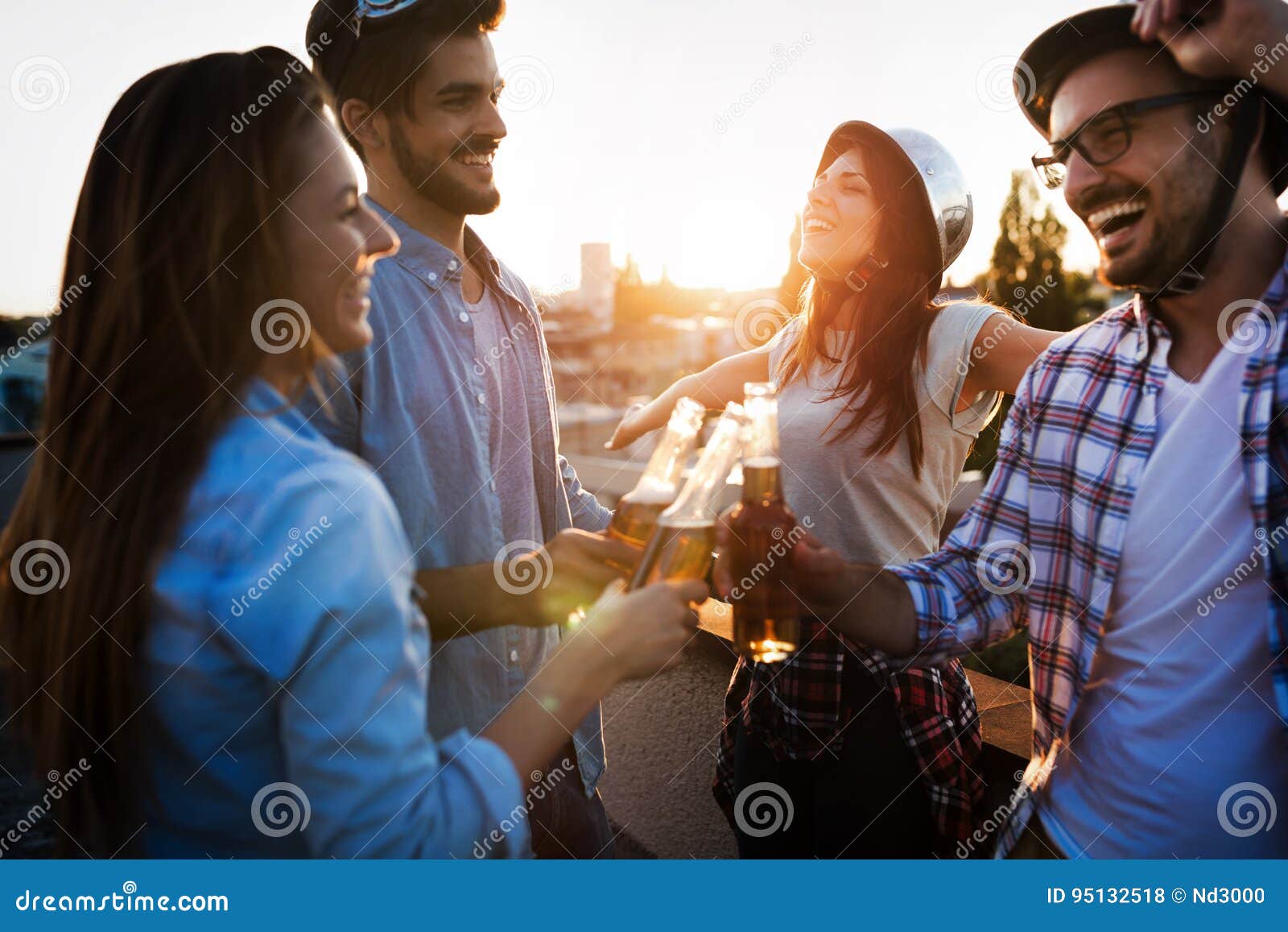 Happy Cheerful Friends Spending Fun Times Together Stock Photo - Image ...