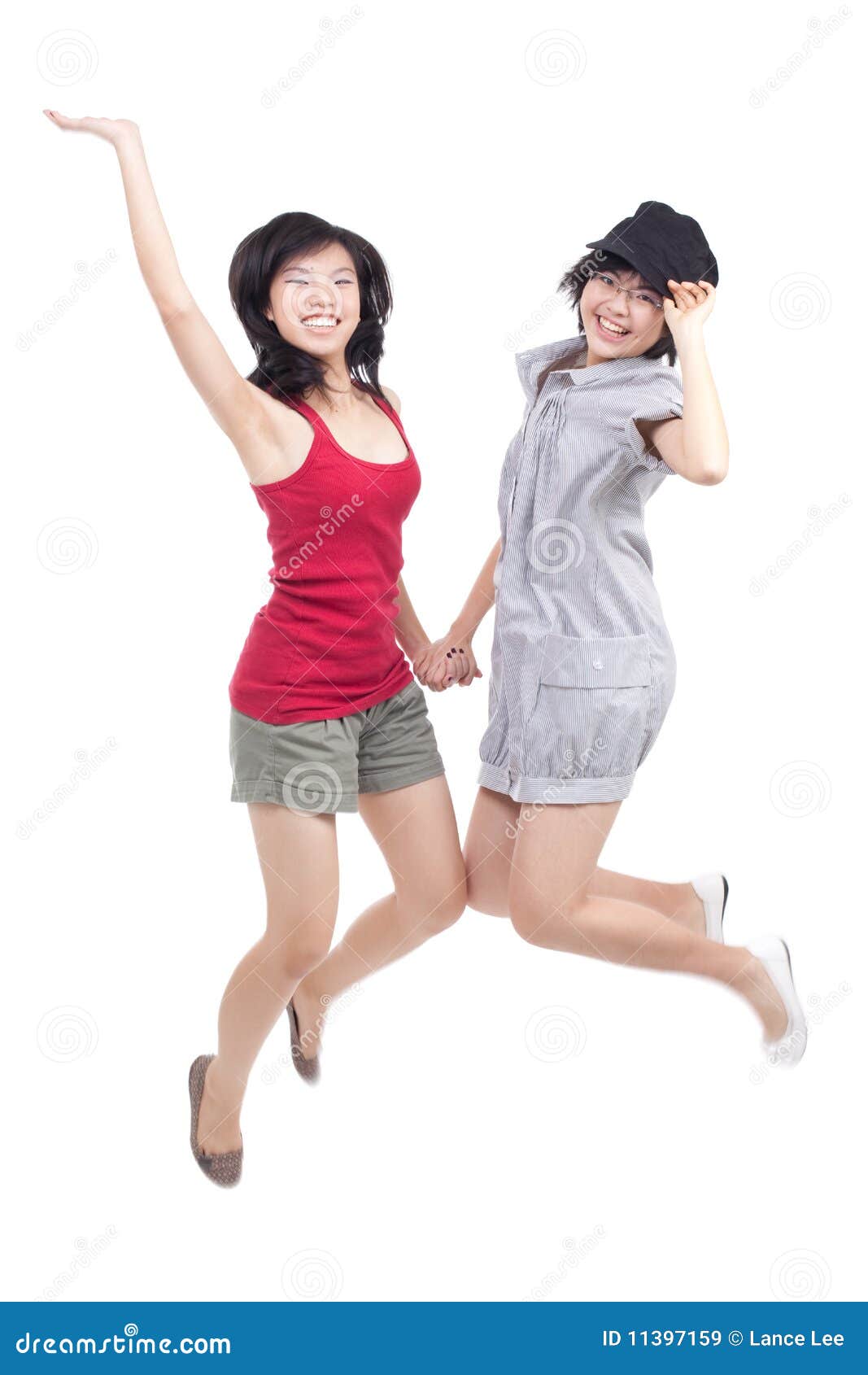 Happy, Cheerful, Playful Chinese Youths Jumpy Stock Image - Image of ...