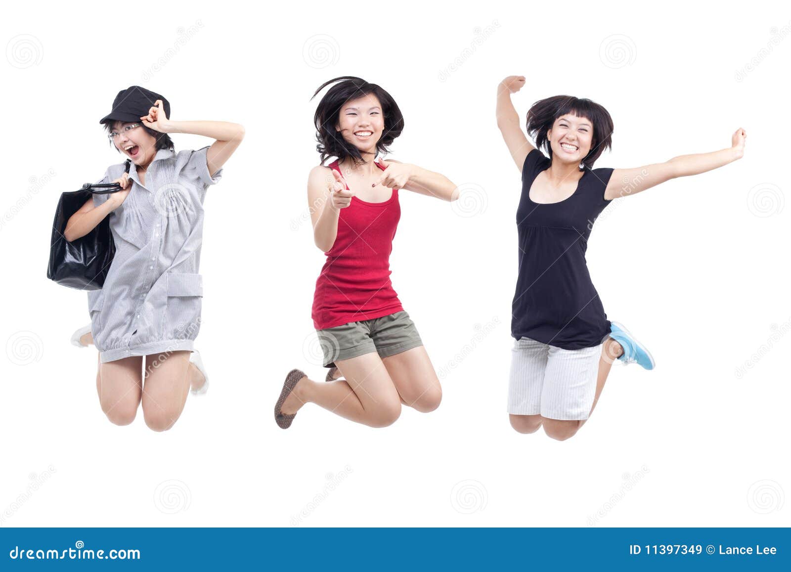 Happy, Cheerful, Playful Chinese Youths Jumpy Stock Image - Image of ...