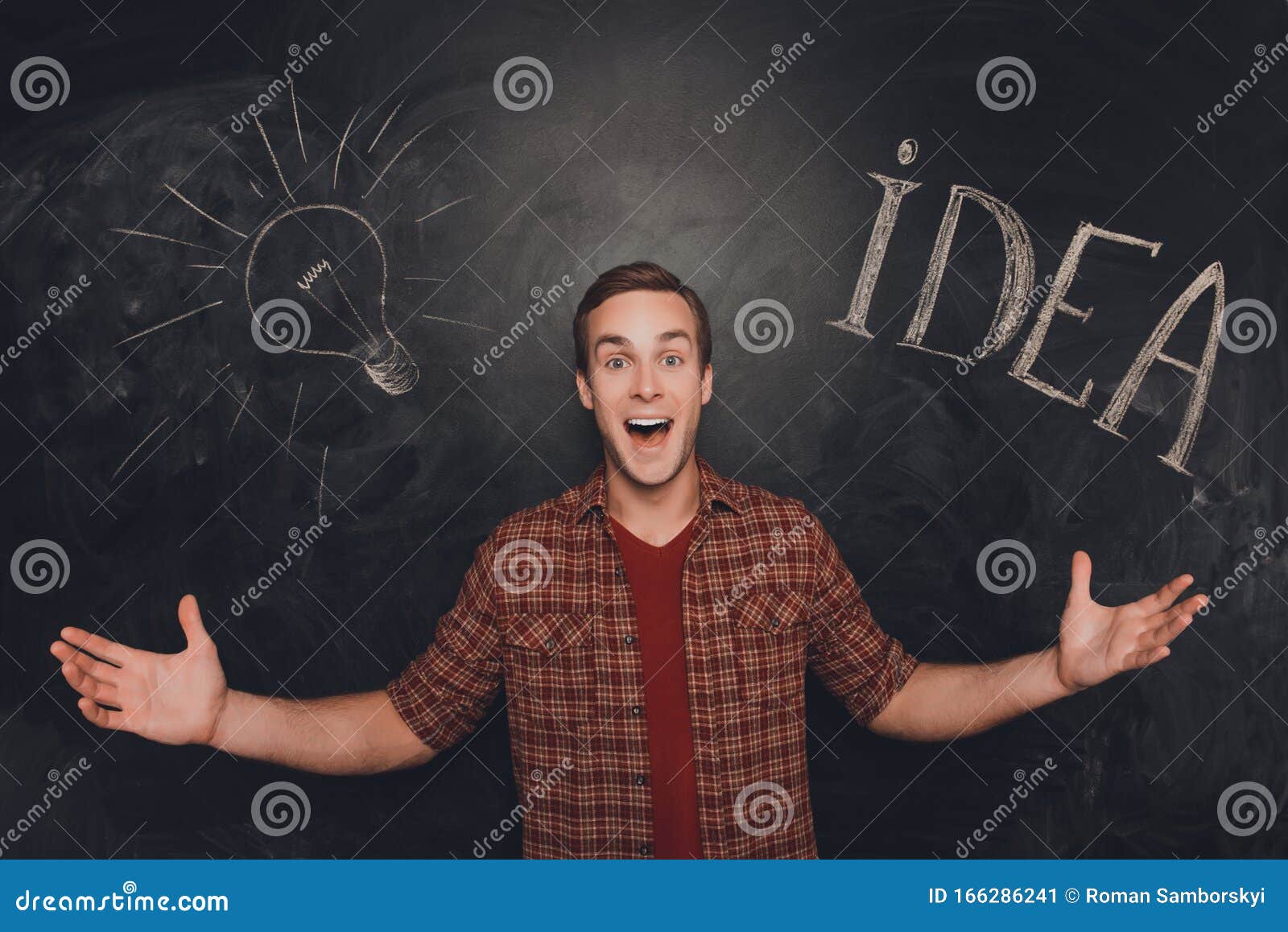 Happy Cheerful Young Man Finded Way To Solve His Problem Stock Image ...