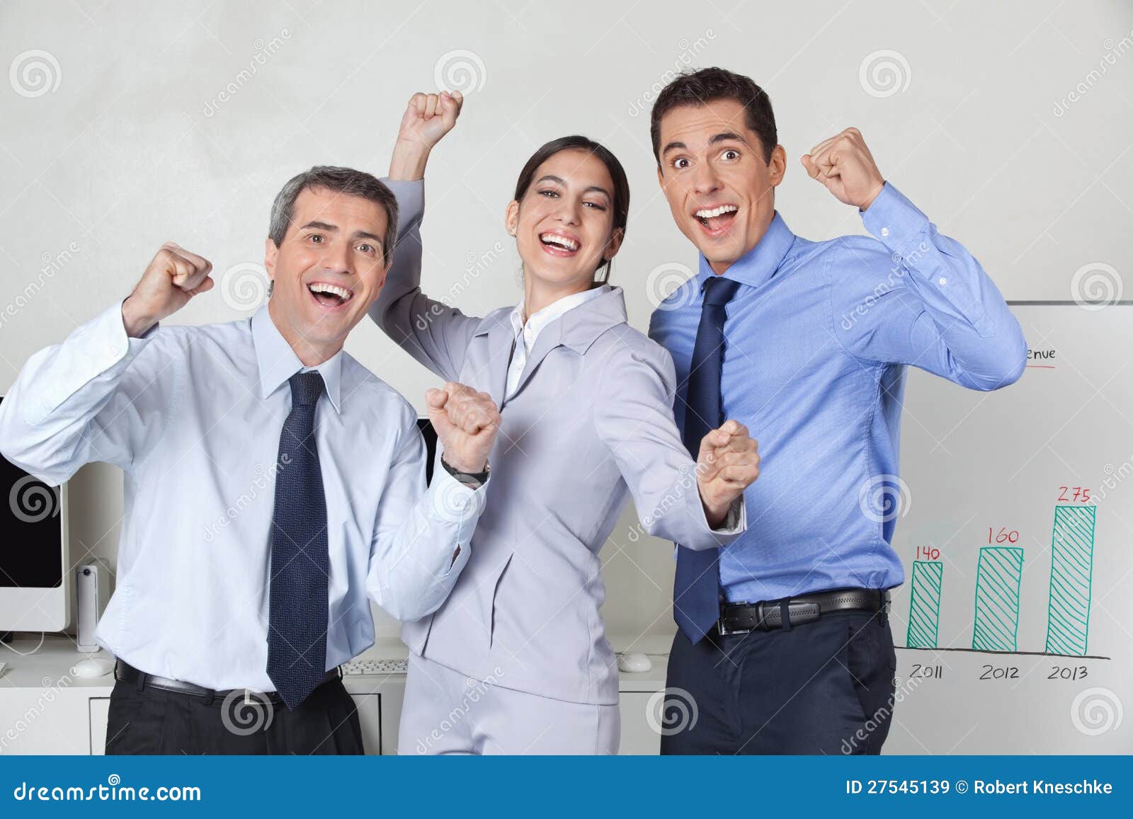 Happy Cheering Businesspeople Stock Image - Image of person ...