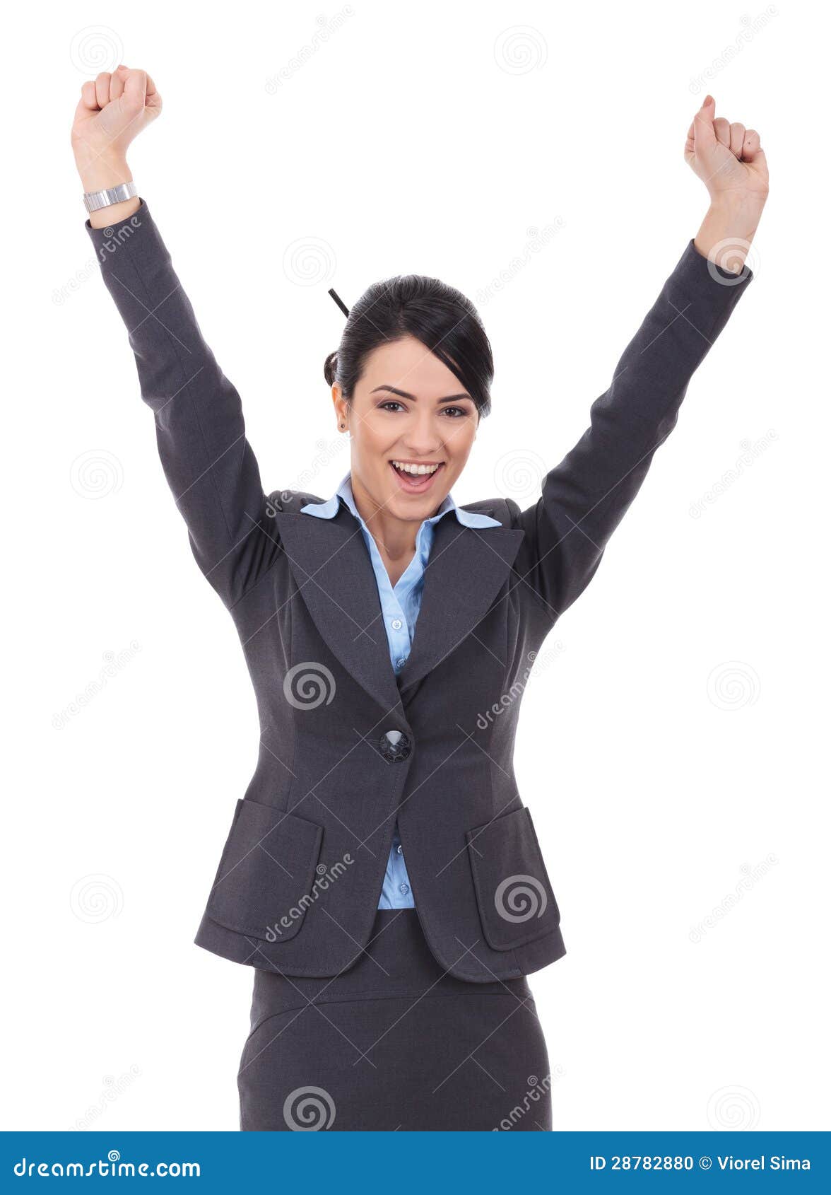 Happy Cheering Businesswoman Winning Stock Photo - Image of isolated ...