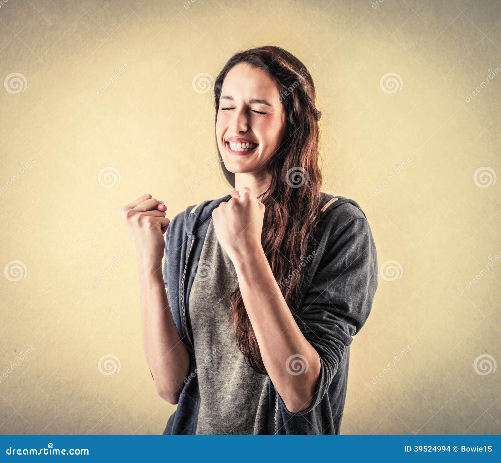 Happy cheering woman stock photo. Image of young, happy - 39524994