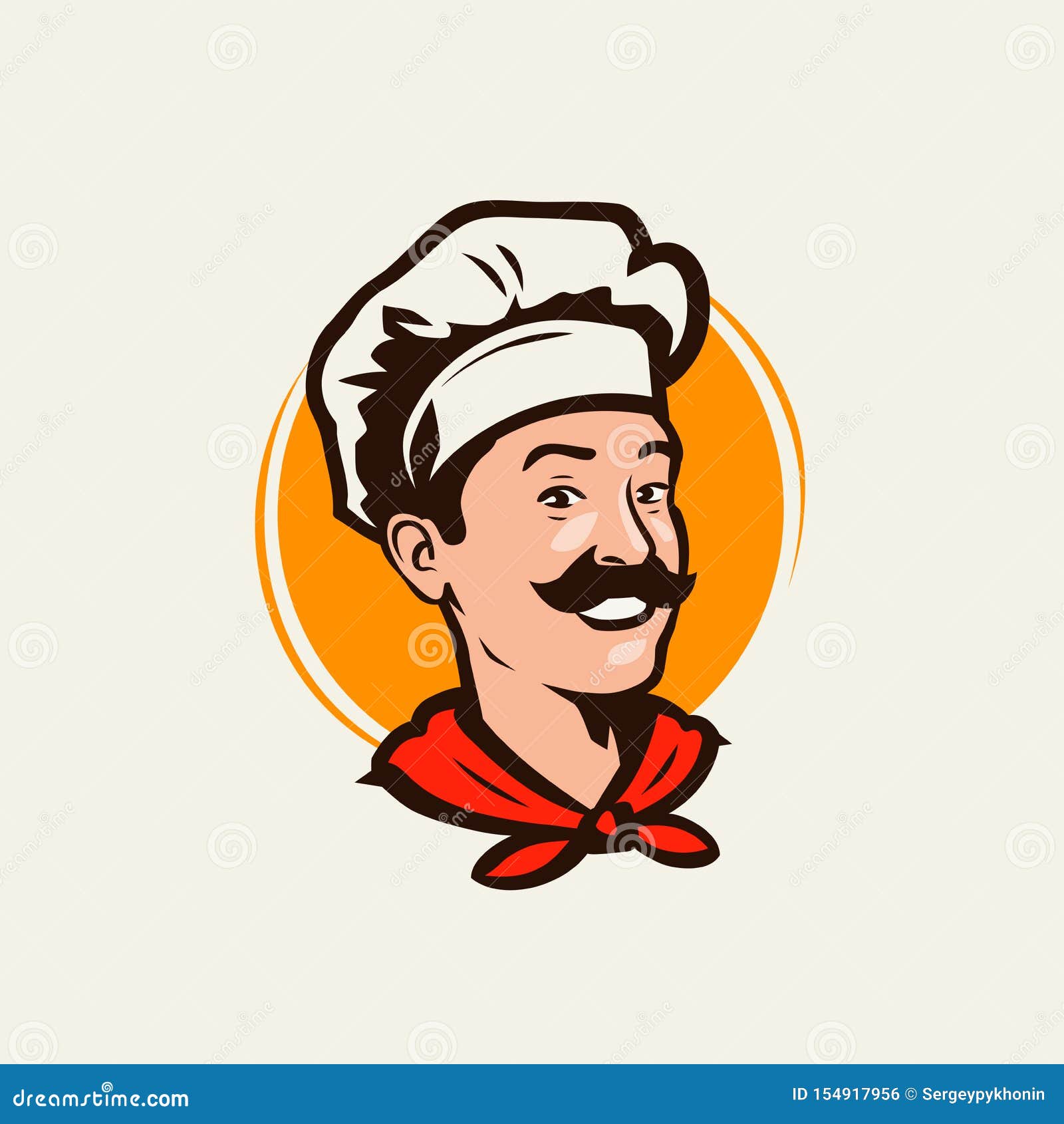 Happy Chef Cook. Restaurant, Logo or Emblem Menu. Retro Vector ...