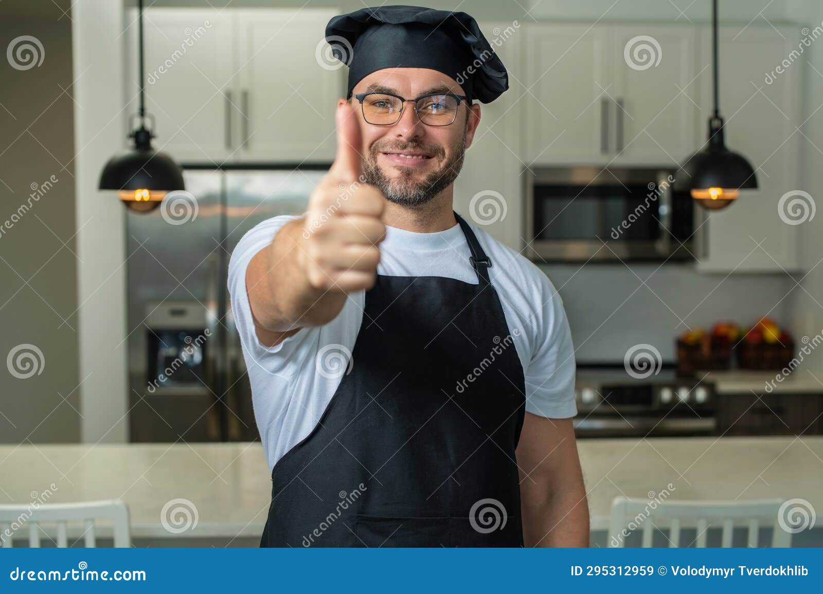 Happy Chef Cook with Thumb Up. Portrait of Chef, Cooks or Baker. Man in ... Happy Chef Cook with Thumb Up. Portrait of Chef, Cooks or Baker. Man in ...