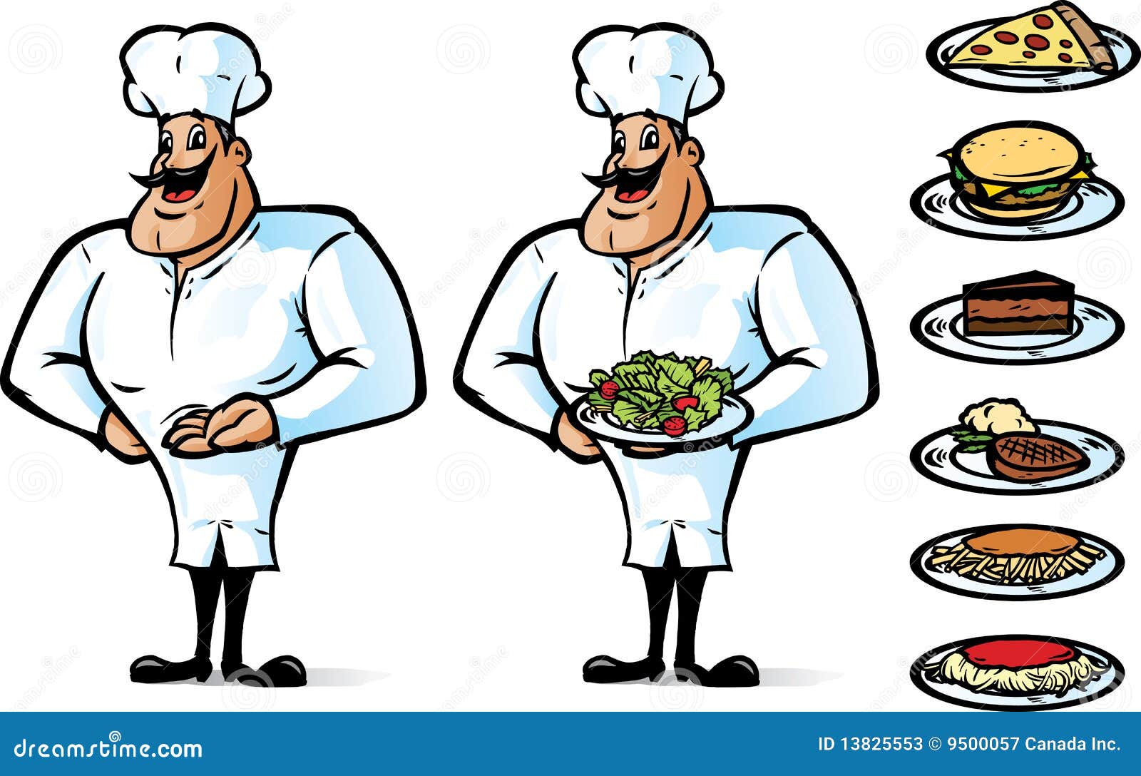 Happy Chef And Kitchen Assistant Vector Cartoon Characters ...