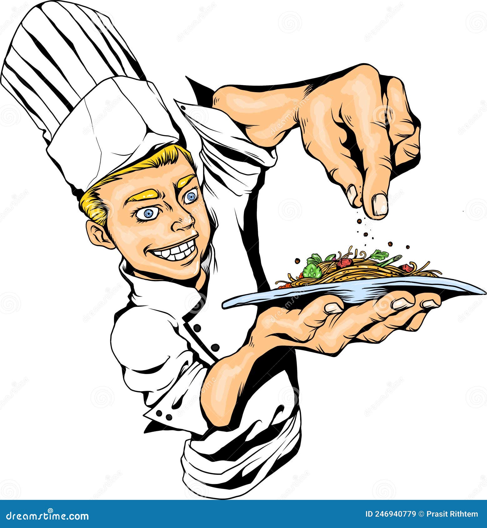 A Happy Chef with His Best Dish Stock Illustration - Illustration of ...