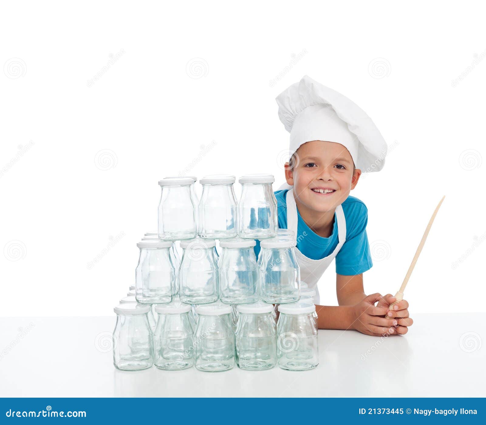 Happy Chef with Jars for Canning Stock Image - Image of laugh, spoon ...