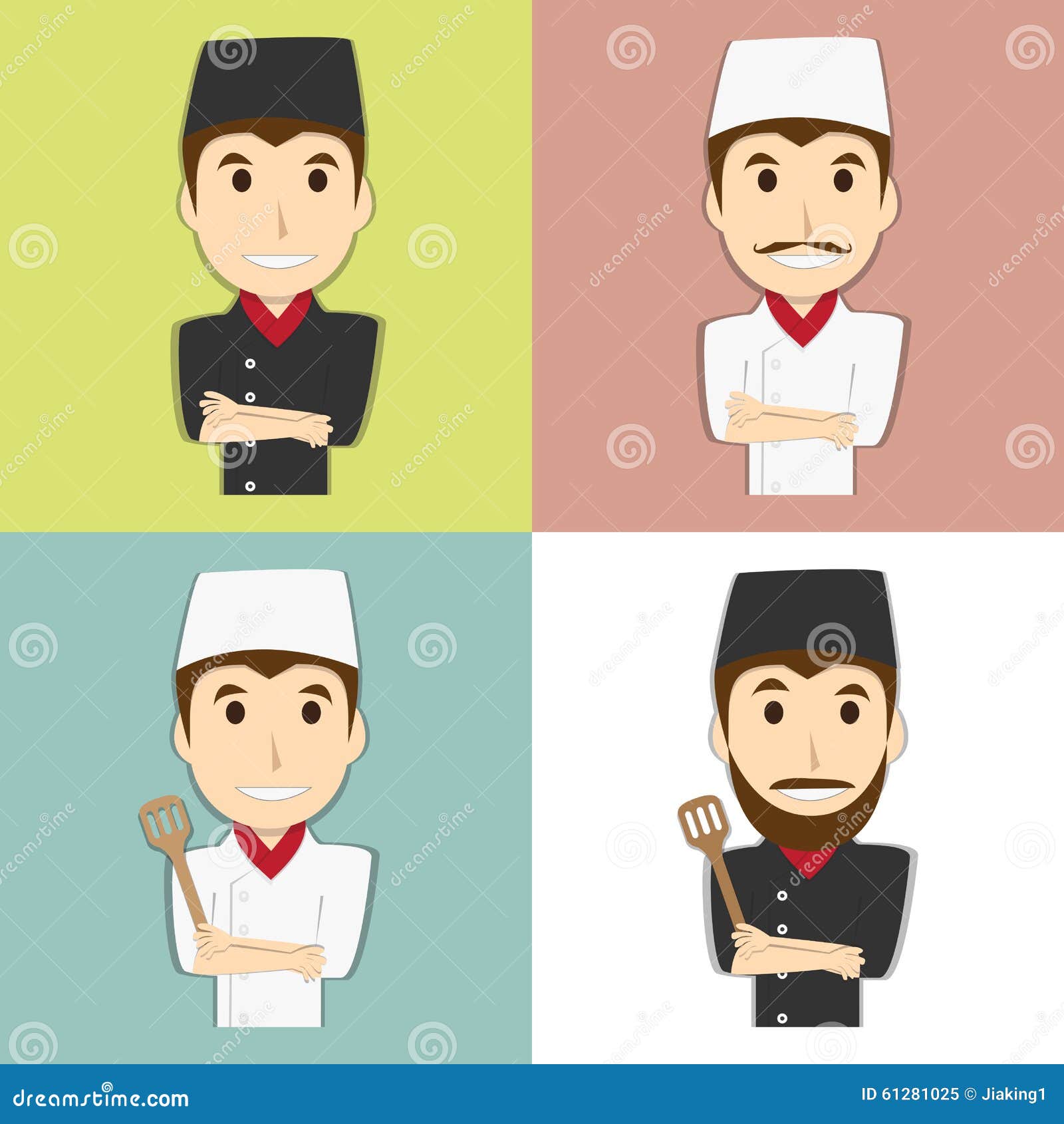 Chef With Beard Wearing Toque Blanche Hat Mono Line Drawing Cartoon ...