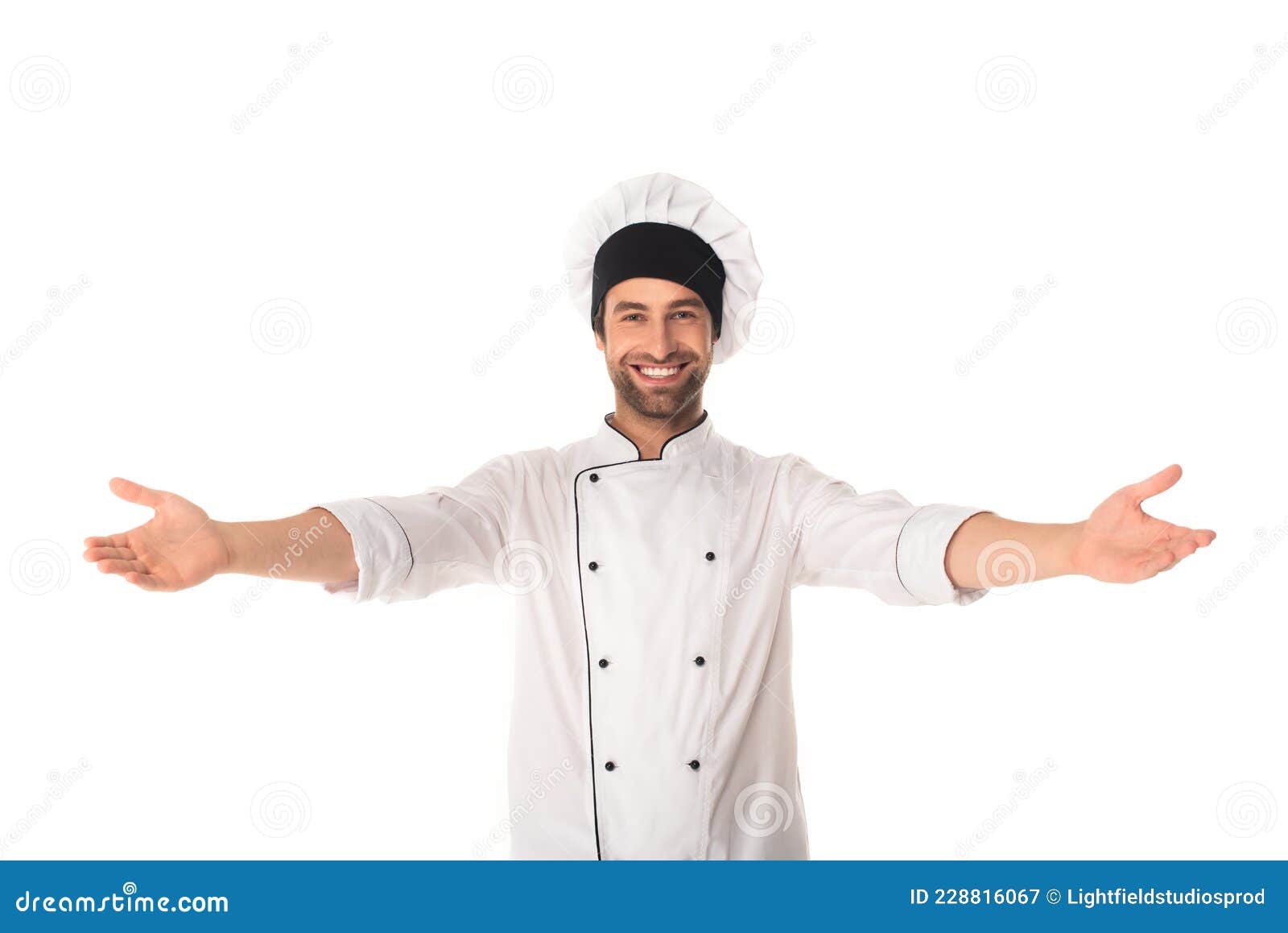 Happy Chef with Outstretched Hands Looking Stock Image - Image of ...