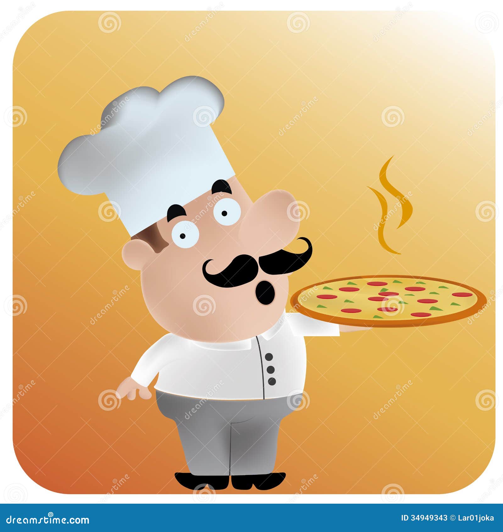 Happy chef with pizza stock vector. Illustration of cover - 34949343