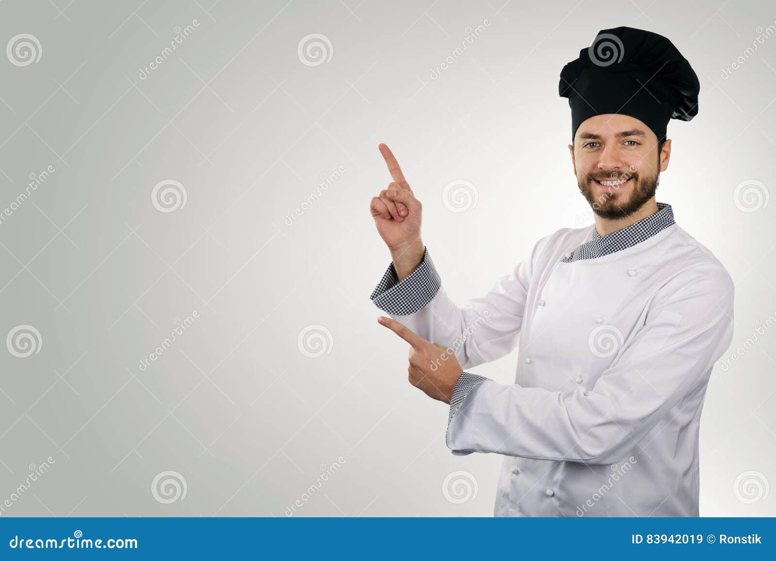 Happy Chef Pointing on Copy Space Stock Image - Image of background ...