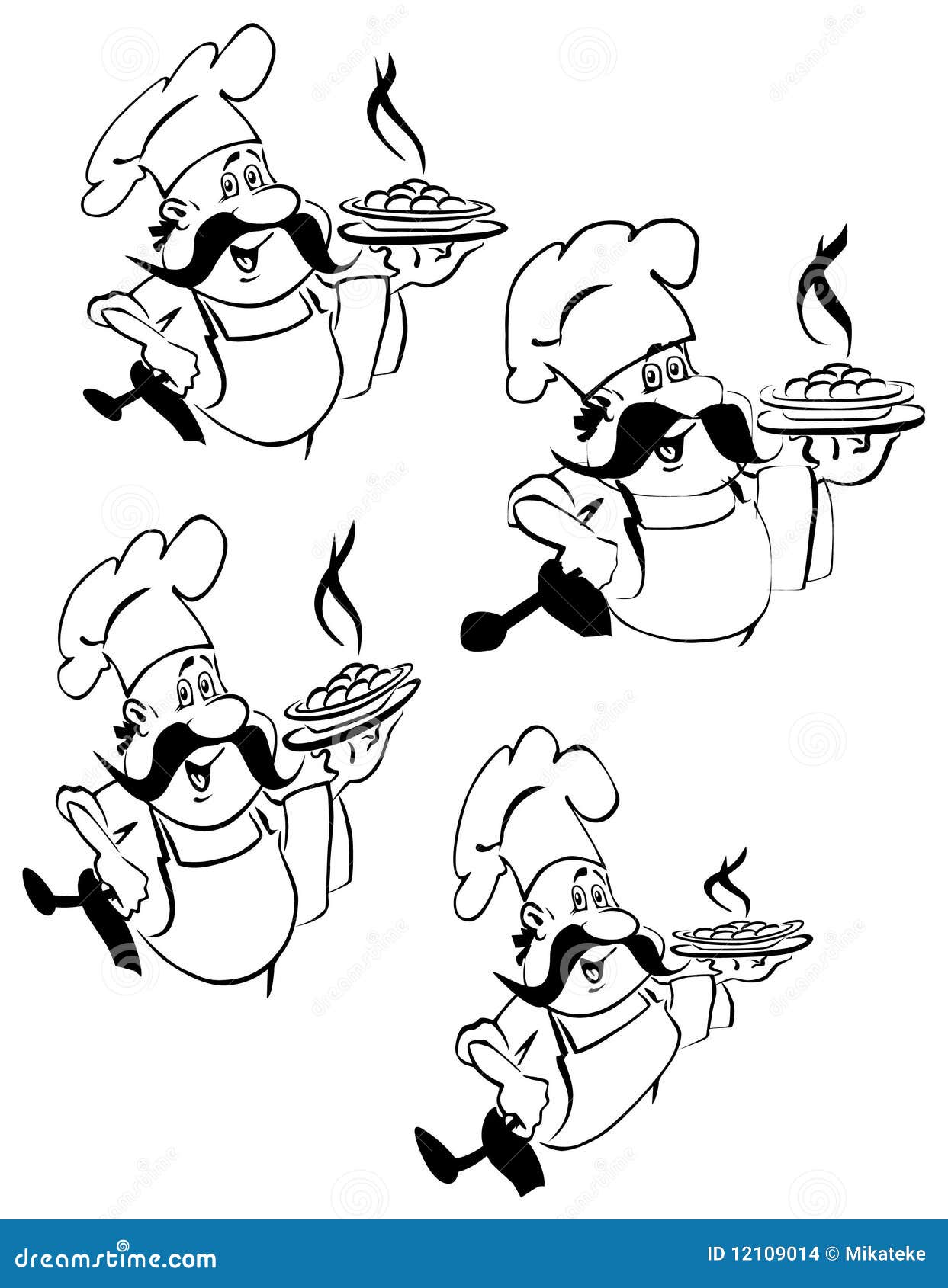 Happy chef sketches stock vector. Illustration of drawing - 12109014