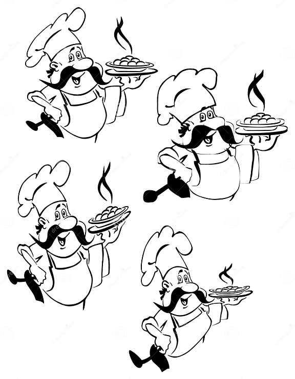 Happy chef sketches stock vector. Illustration of drawing - 12109014