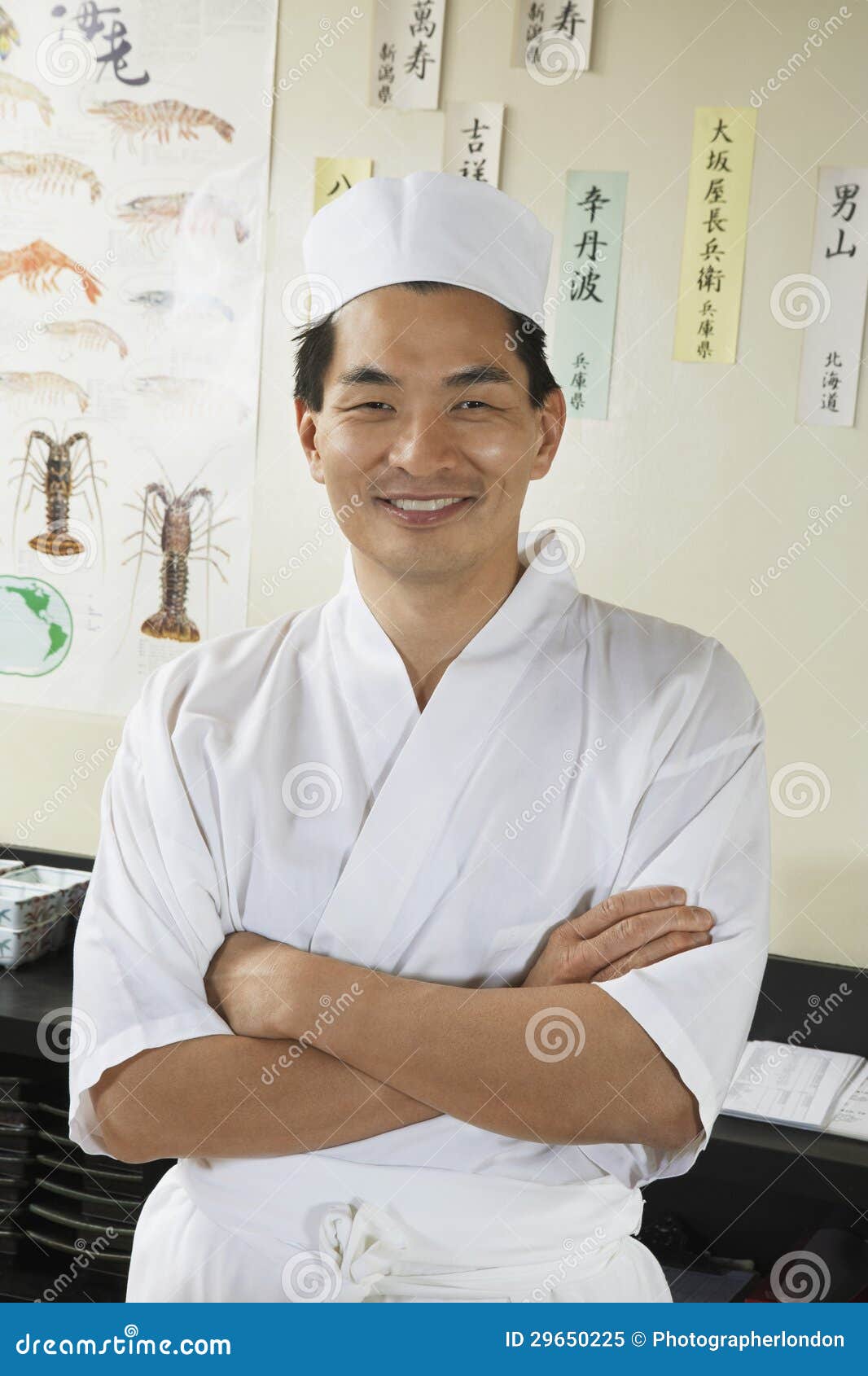 Happy Chef Standing in Restaurant Stock Image - Image of restaurant ...