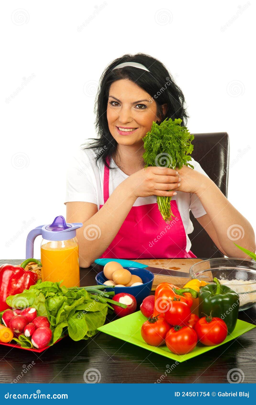 Happy Chef Woman Ready To Cook Stock Photo - Image of healthy, holding ...