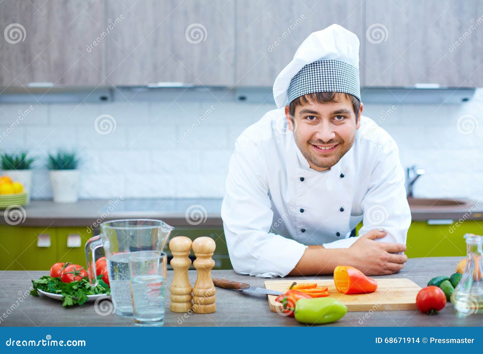 Happy chef stock photo. Image of smiling, fresh, tomato - 68671914