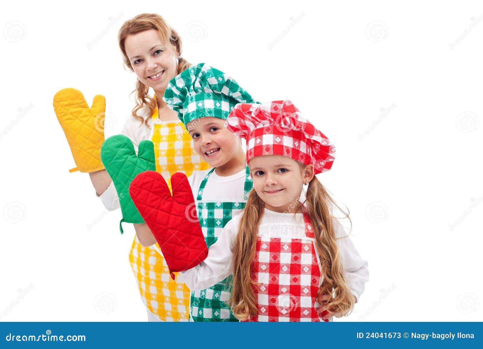 Happy Chefs Waving with Oven Gloves Stock Image - Image of service ...