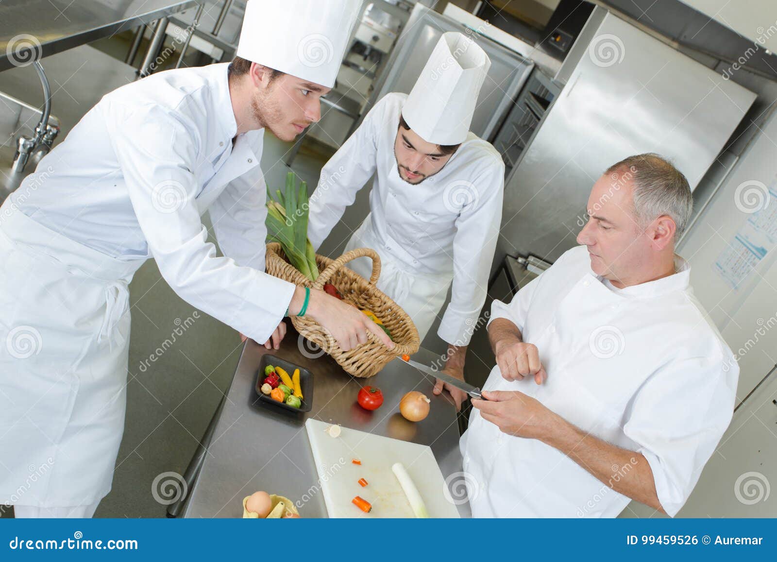 Happy Chefs Working in Kitchen Stock Photo - Image of support ...