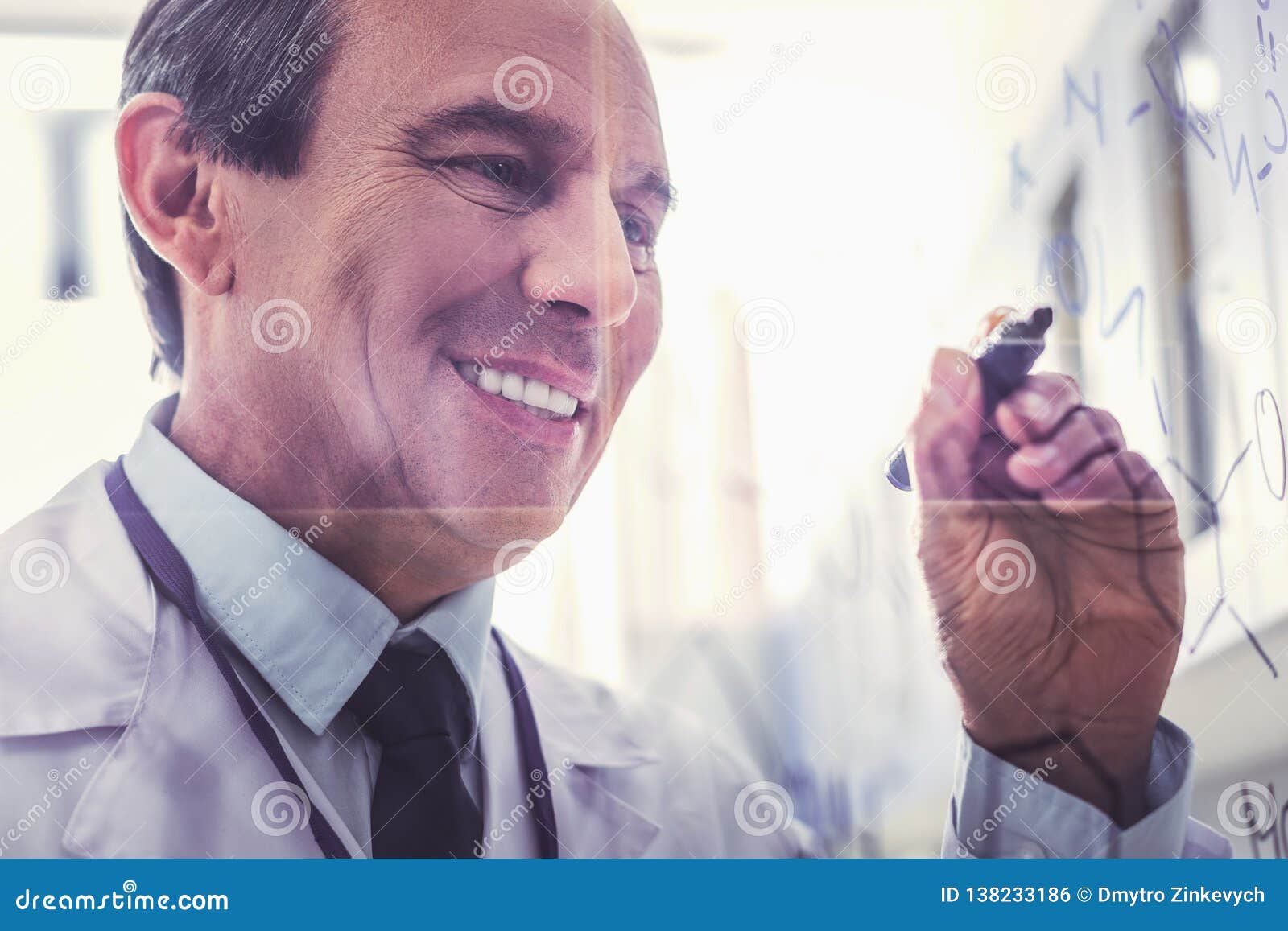 Happy Chemist in Process of New Research Stock Photo - Image of labcoat ...