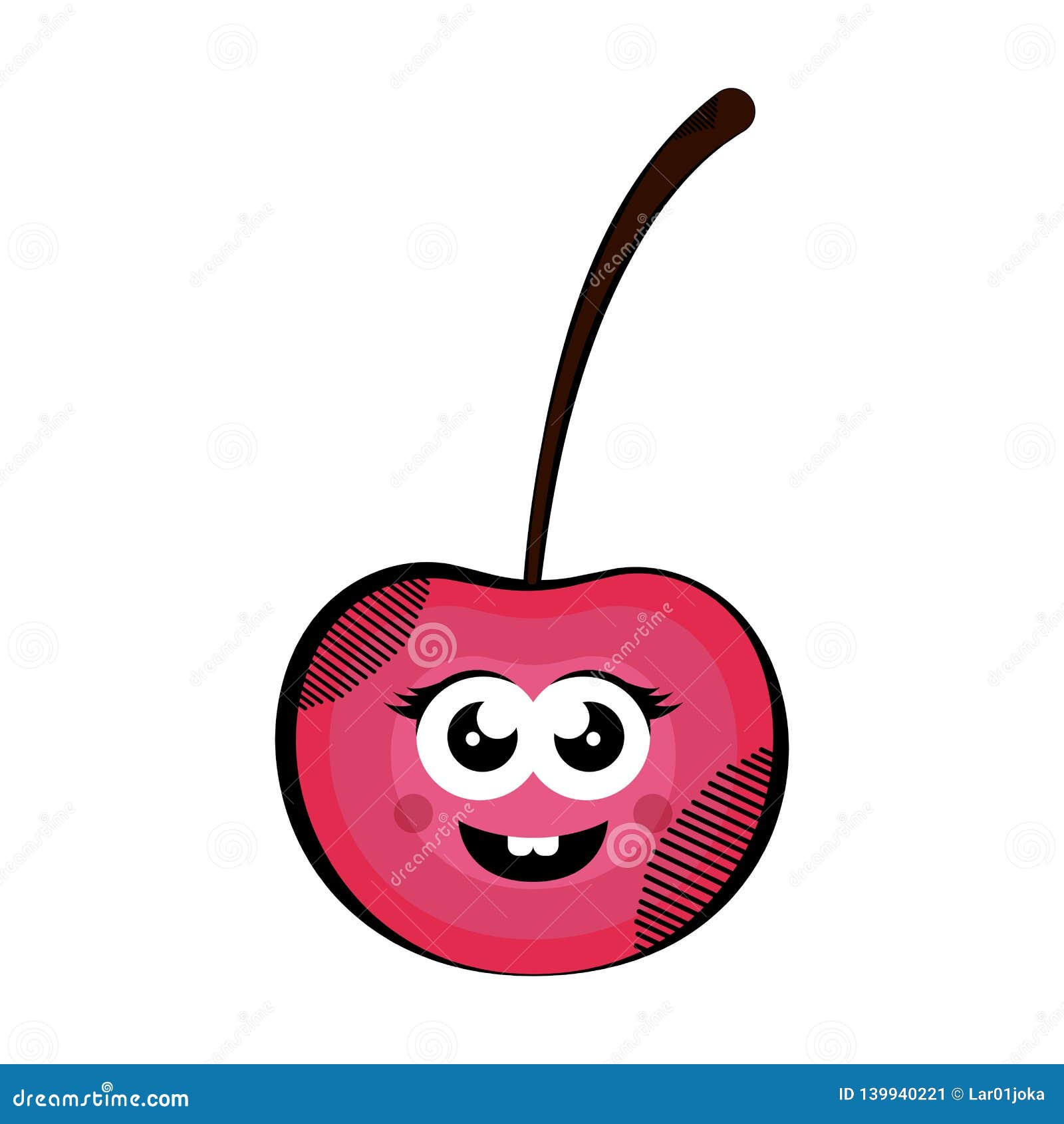 Happy Cherry Cartoon. Colored Sketch Stock Vector - Illustration of ...
