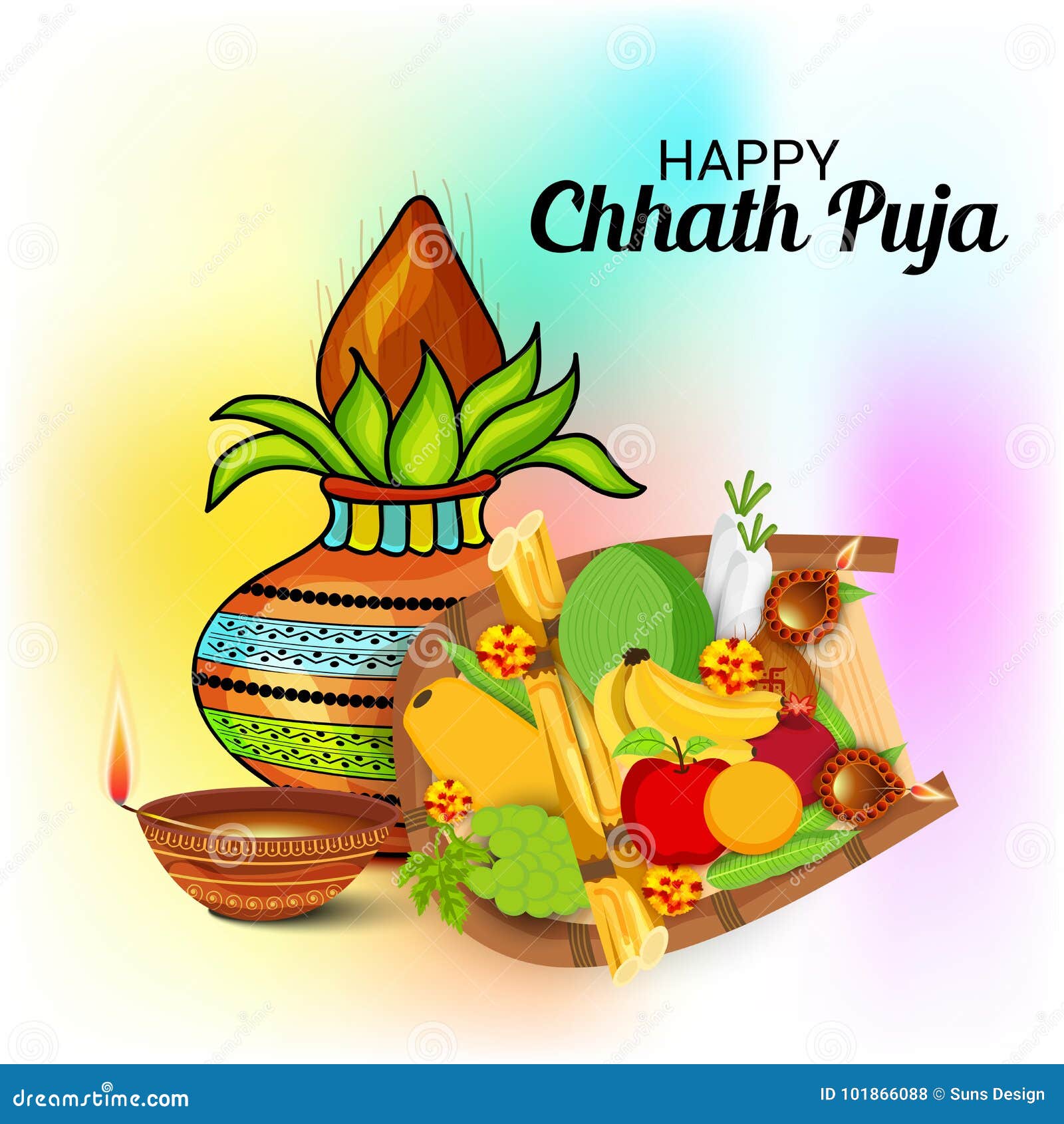 Happy Chhath Puja. stock illustration. Illustration of hindu - 101866088